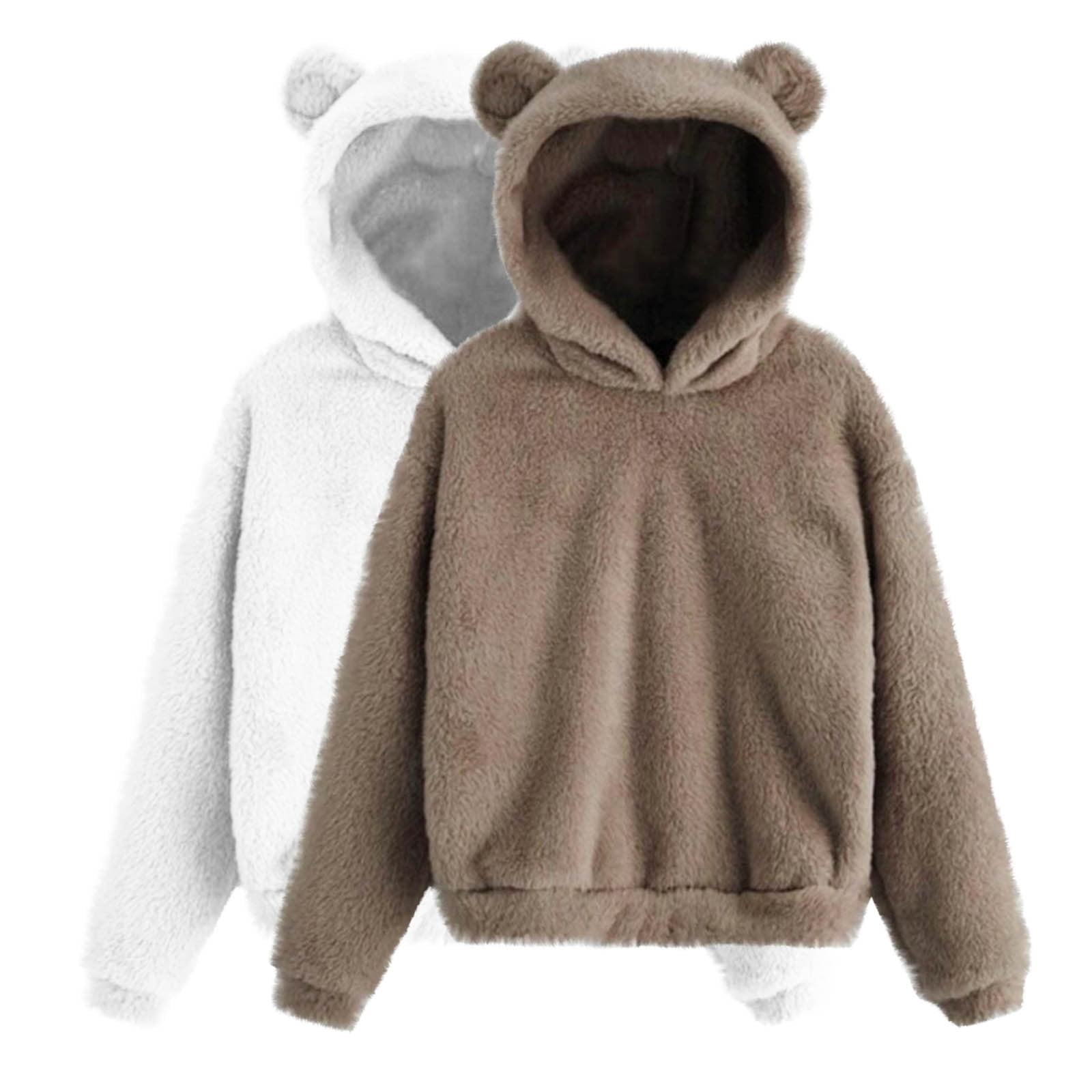 nerohusy Bear Ear Hoodies Womens Teen Girls Fuzzy Fleece Pullover ...