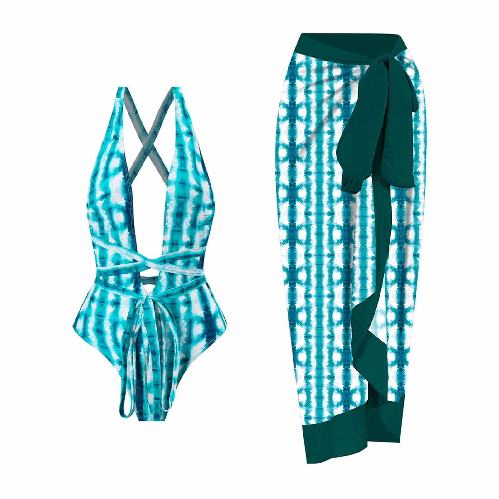 nerohusy Bikini Sets for Women with Cover Up,Womens One Piece Floral ...