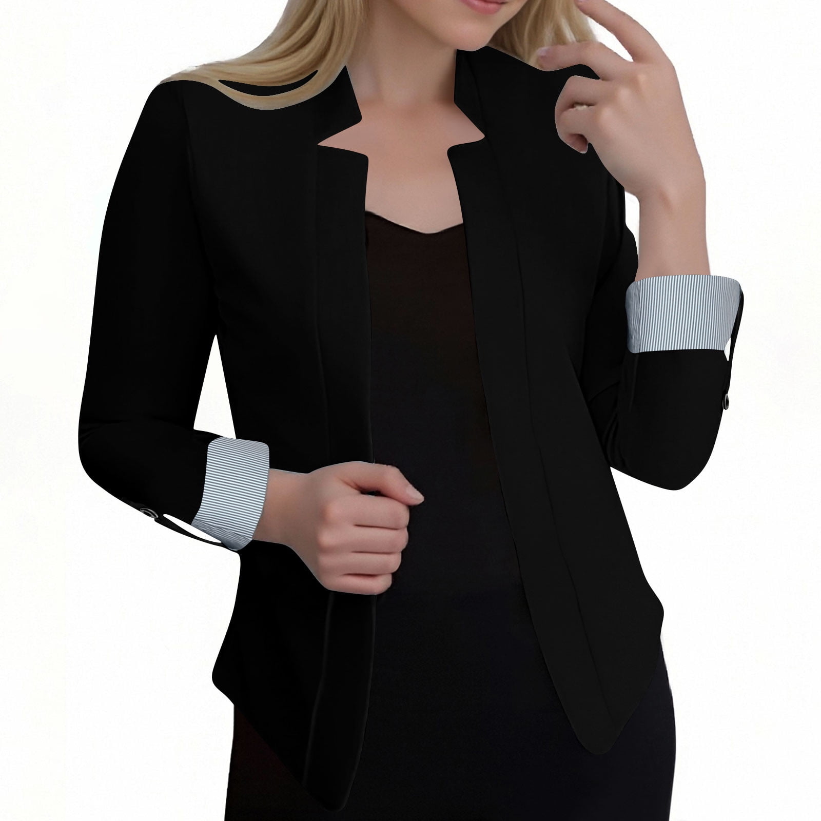 nerohusy Blazer Cardigans for Women Roll up Long Sleeve Blazer Open ...