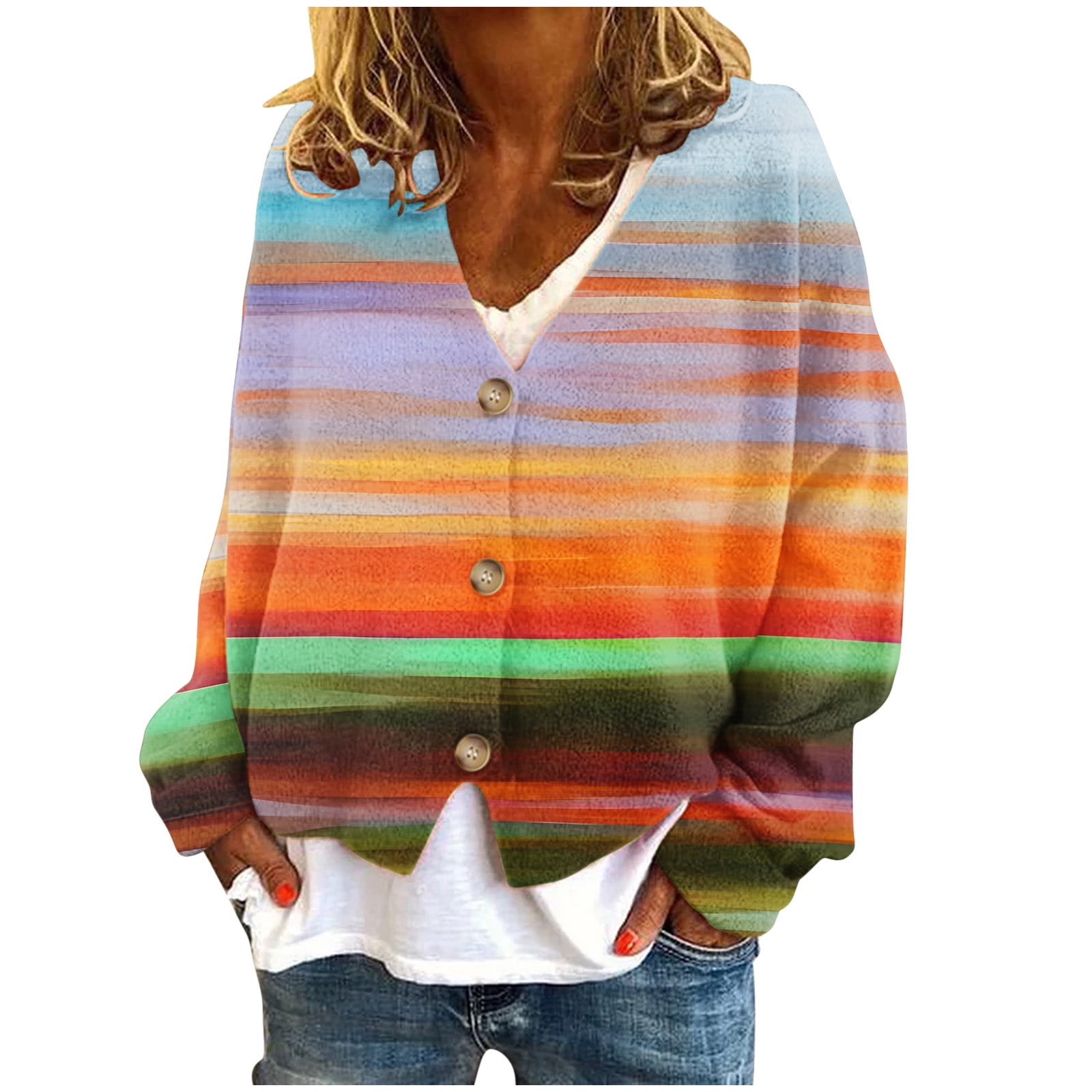 nerohusy Cute Daisy Flower Cardigan Sweater for Women Oversized ...
