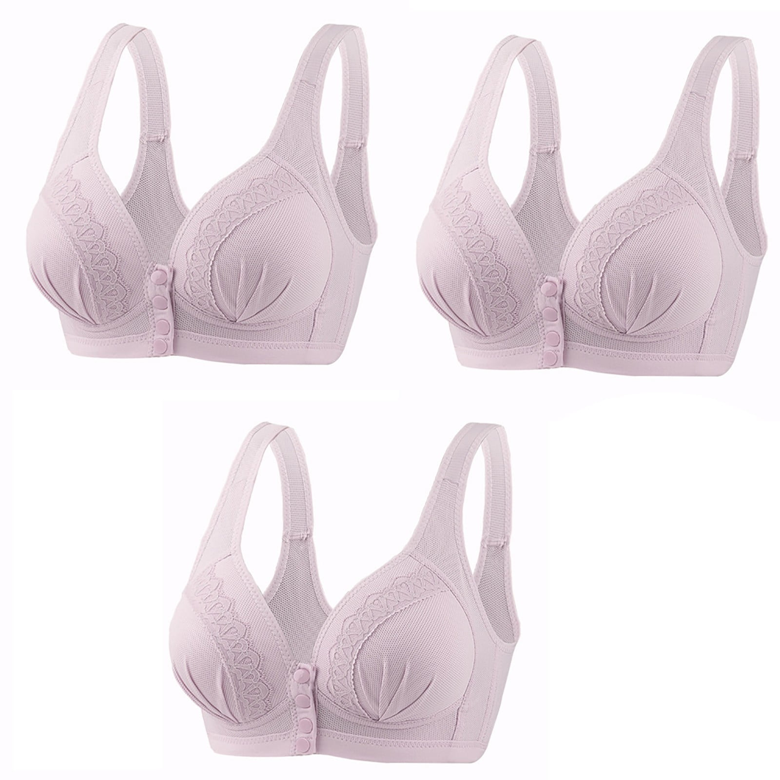 nerohusy Daisy Bra for Seniors,3Pack Everyday Cotton Snap Padded Bras ...