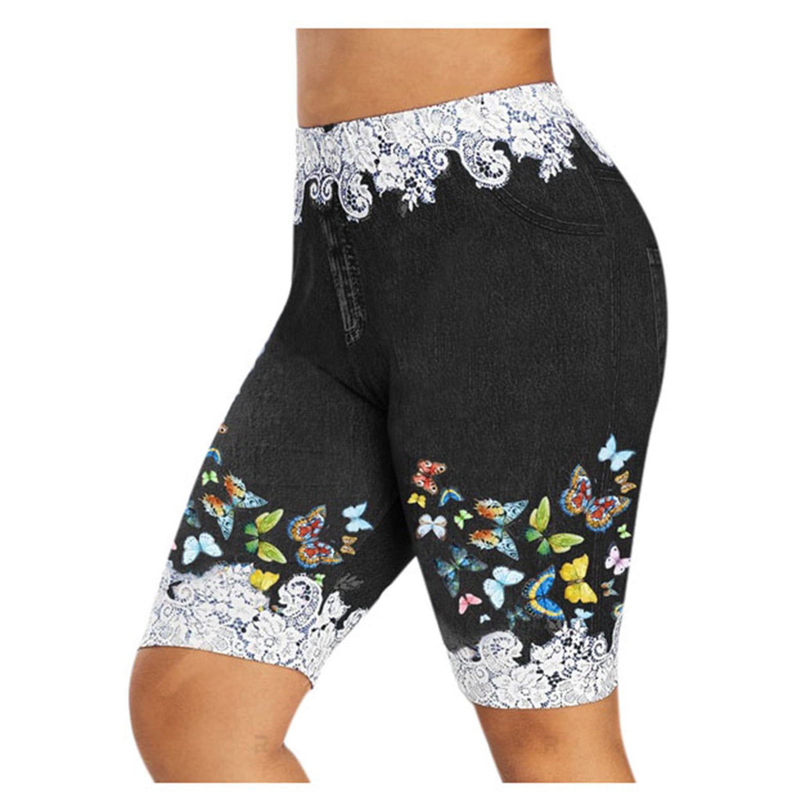 nerohusy Denim Shorts with Lace Trim Plus Size Women's Stretchy Denim ... nerohusy Denim Shorts with Lace Trim Plus Size Women's Stretchy Denim ...