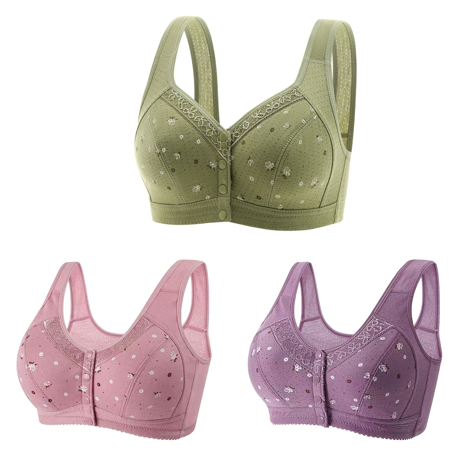 nerohusy Front Closure Sports Bras for Women 3 Pack,Sports Bra Women 3 ...