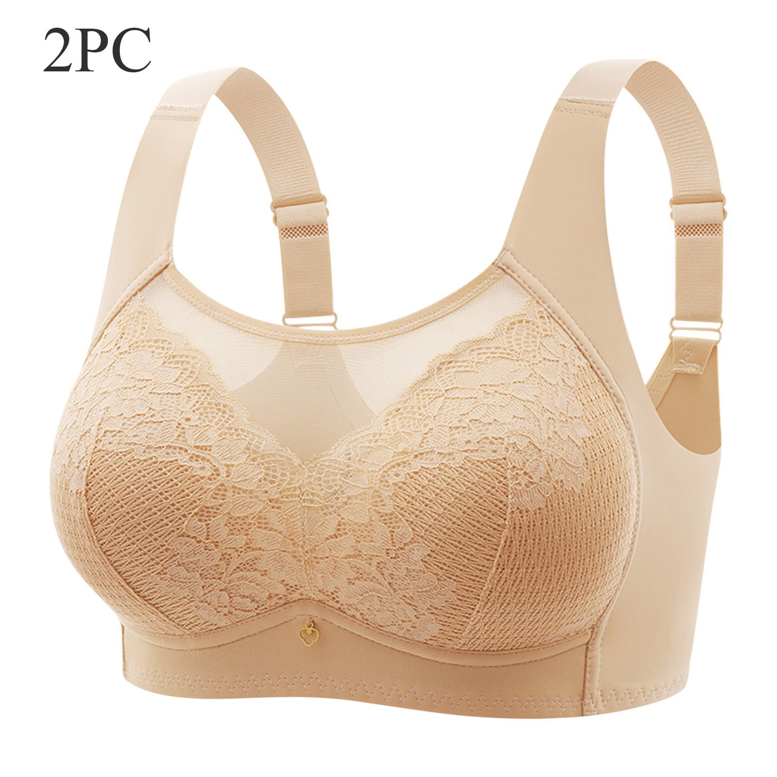 nerohusy Sports Bras for Women Lace 2 Packs Wireless Full Coverage Bra ...