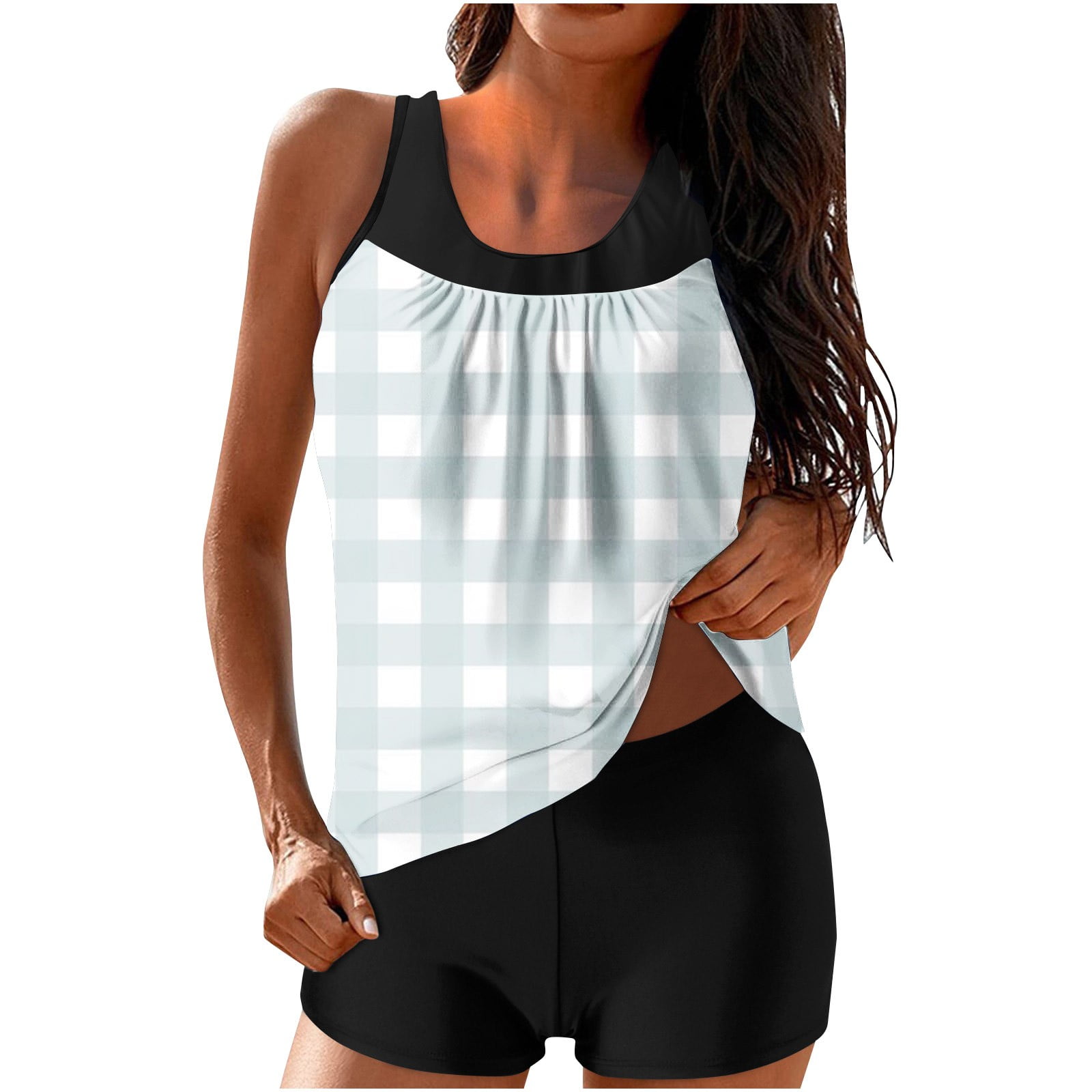 Nerohusy Women 2 Piece Tankini Swimsuit Sets Modest Tankini Swimsuits