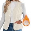nerohusy Women's Quilted Vest Petite V Neck Fleece Puffer Vest Slim Fit ...