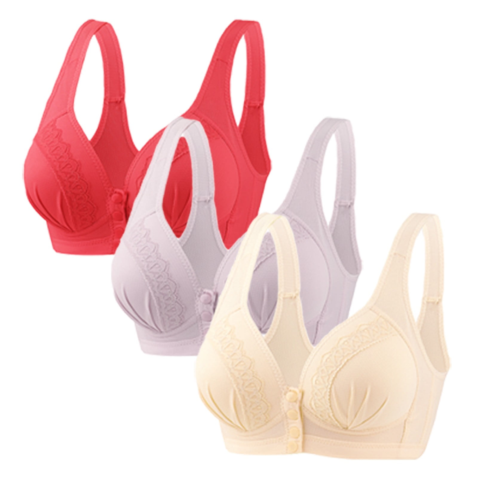 nerohusy Womens Bras Pack of 3,Comfortable Daisy Bra for Seniors,Women ...
