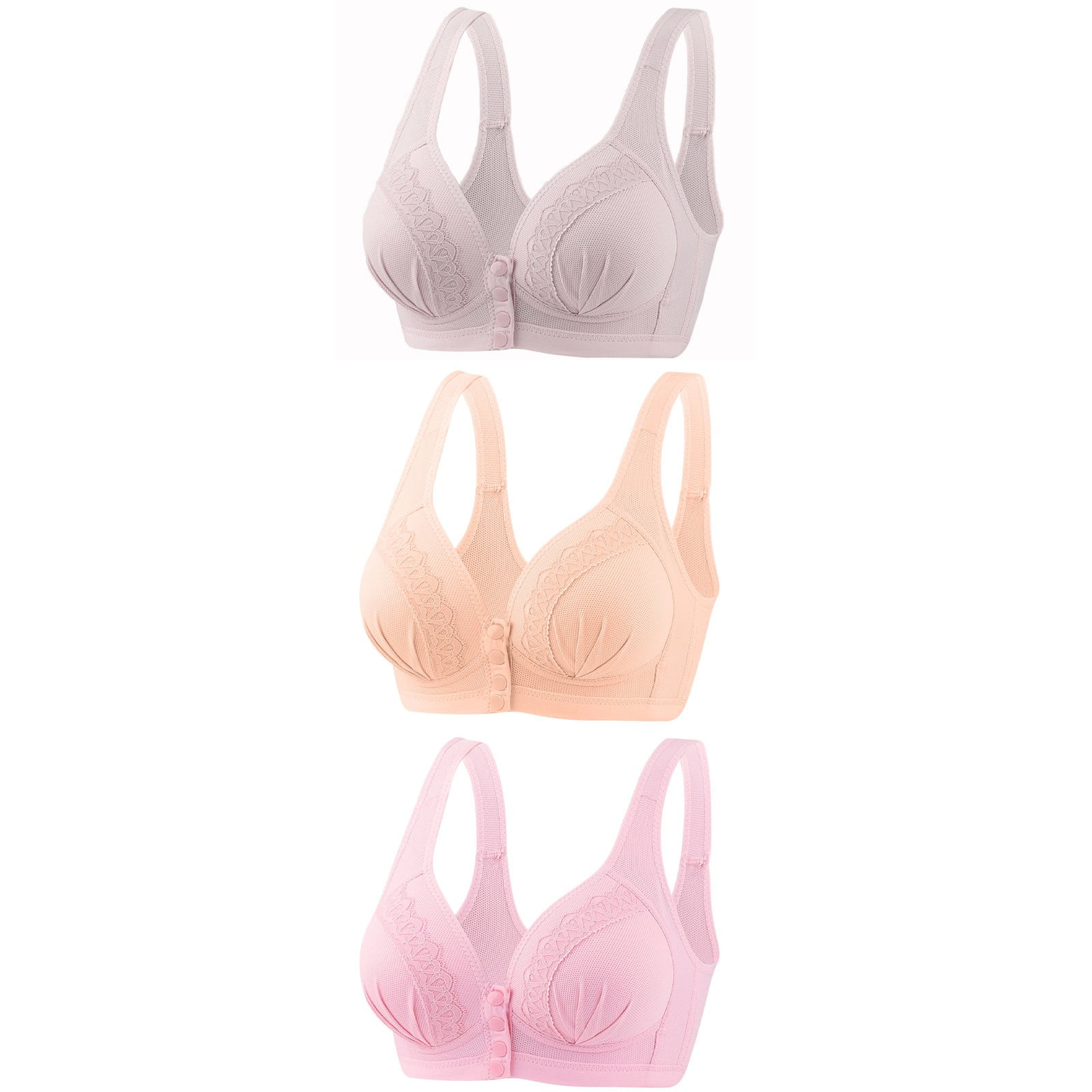 nerohusy Womens Bras Pack of 3,Comfortable Daisy Bra for Seniors,Women ...