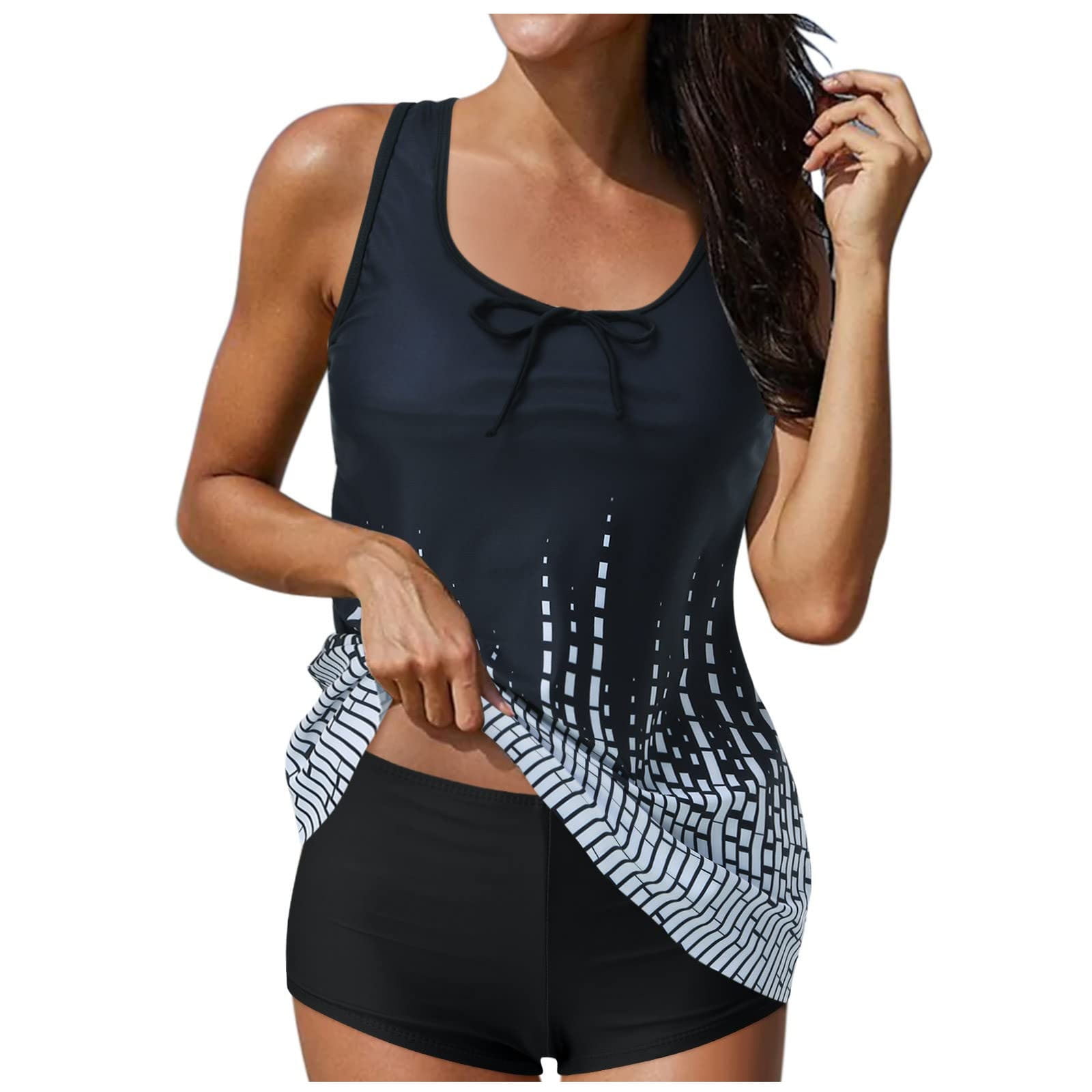 Nerohusy Womens Swimsuits High Waisted Two Piece Tankini Swimsuits For