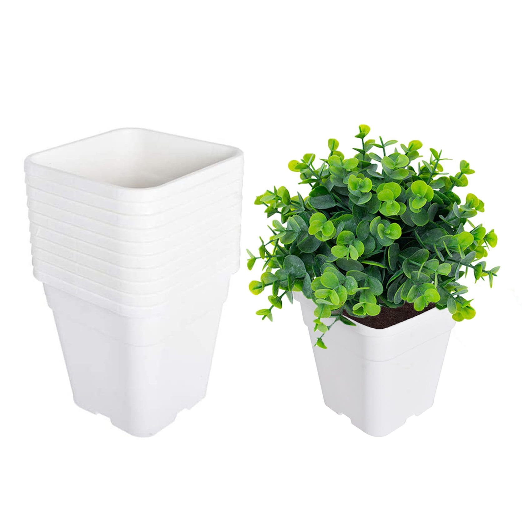 netuera 1 Gallon Plastic Grow Pots Plant Bonsai Square Garden Container ...