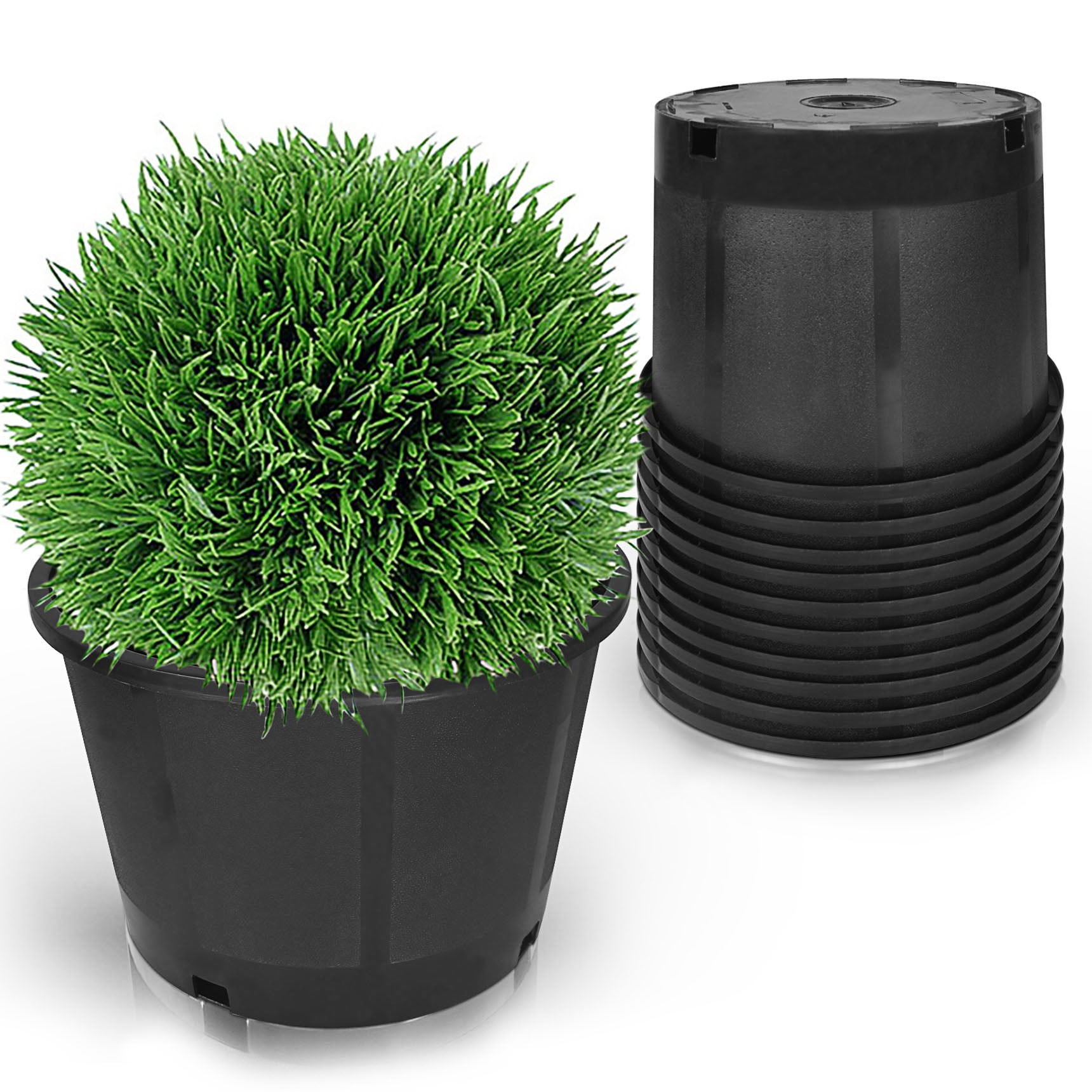 netuera Premium Black Plastic Nursery Plant Container Garden Planter ...