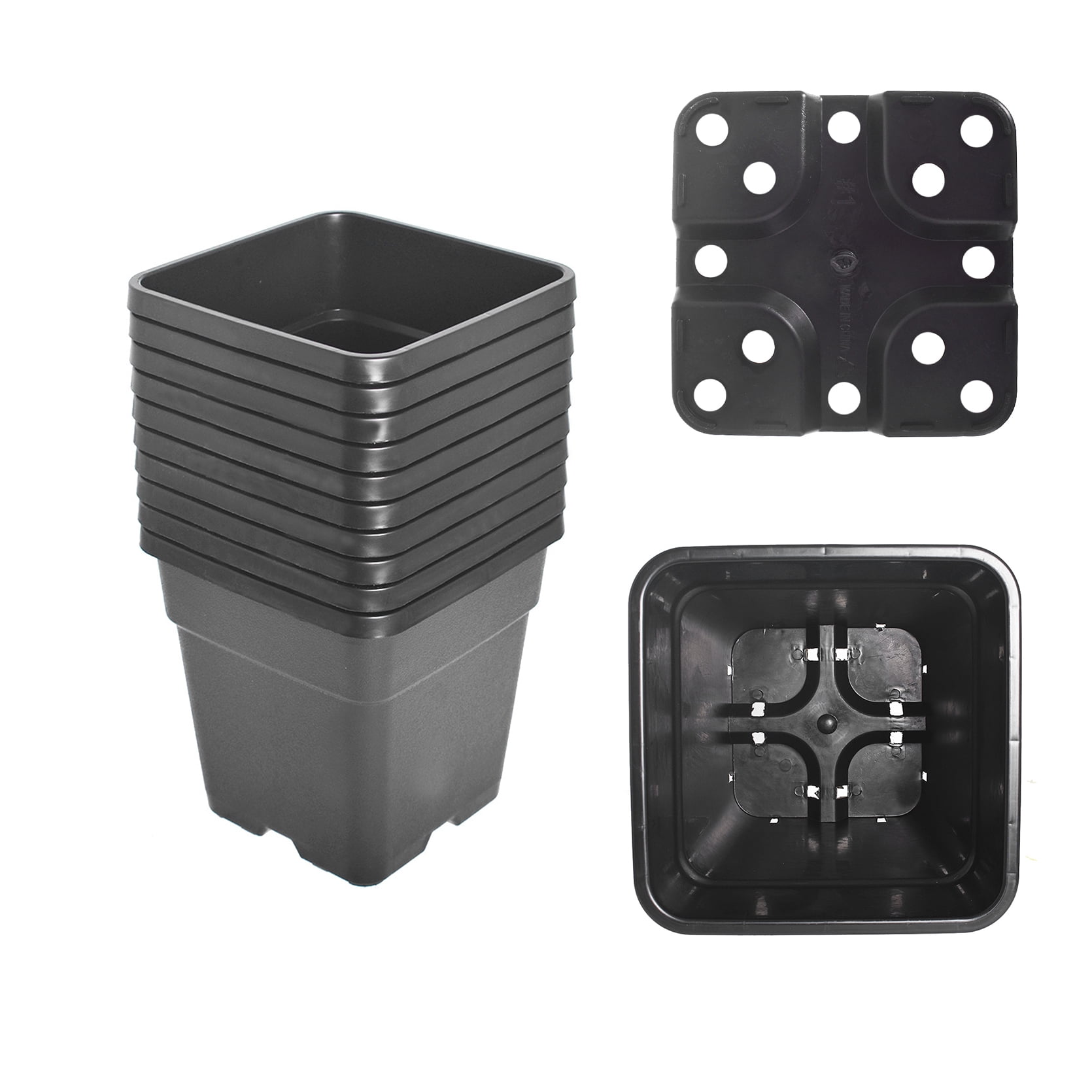 netuera Re-usable Square Nursery Pot 10 Gallon Plastic Grow Pots Plant ...