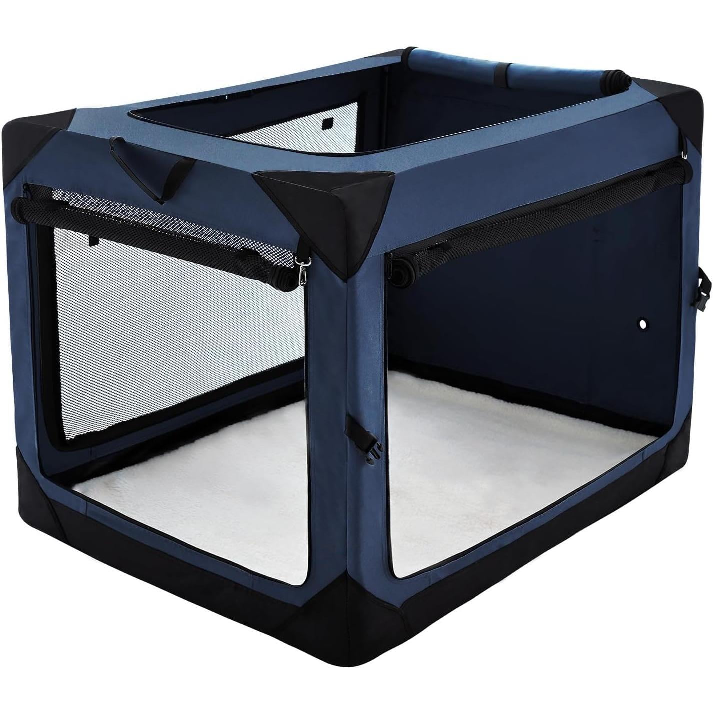 new 36 Inch Collapsible Crate for Large Dogs, 4-Door Foldable Soft ...