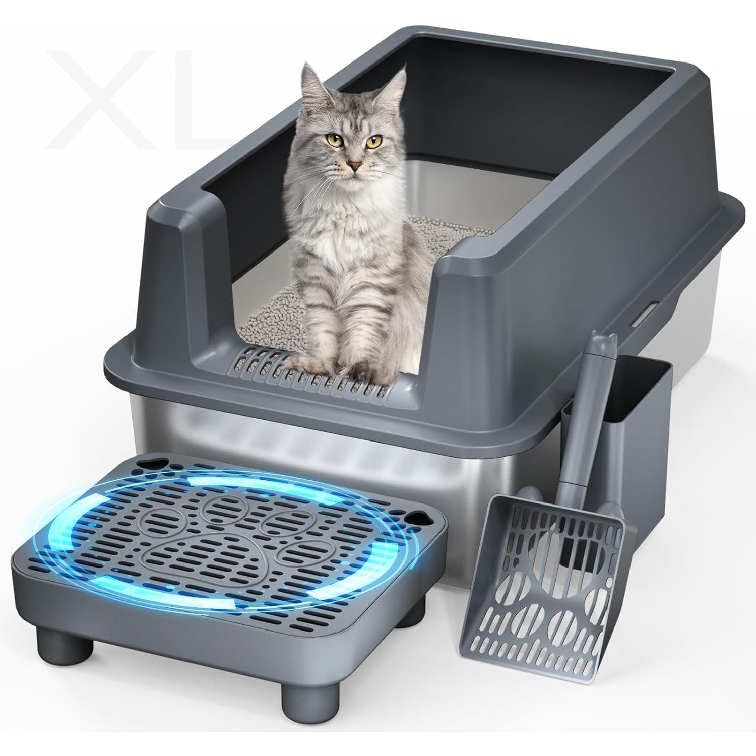 new Enclosed Stainless Steel Cat Litter Box, Extra XL Large Litter Box ...