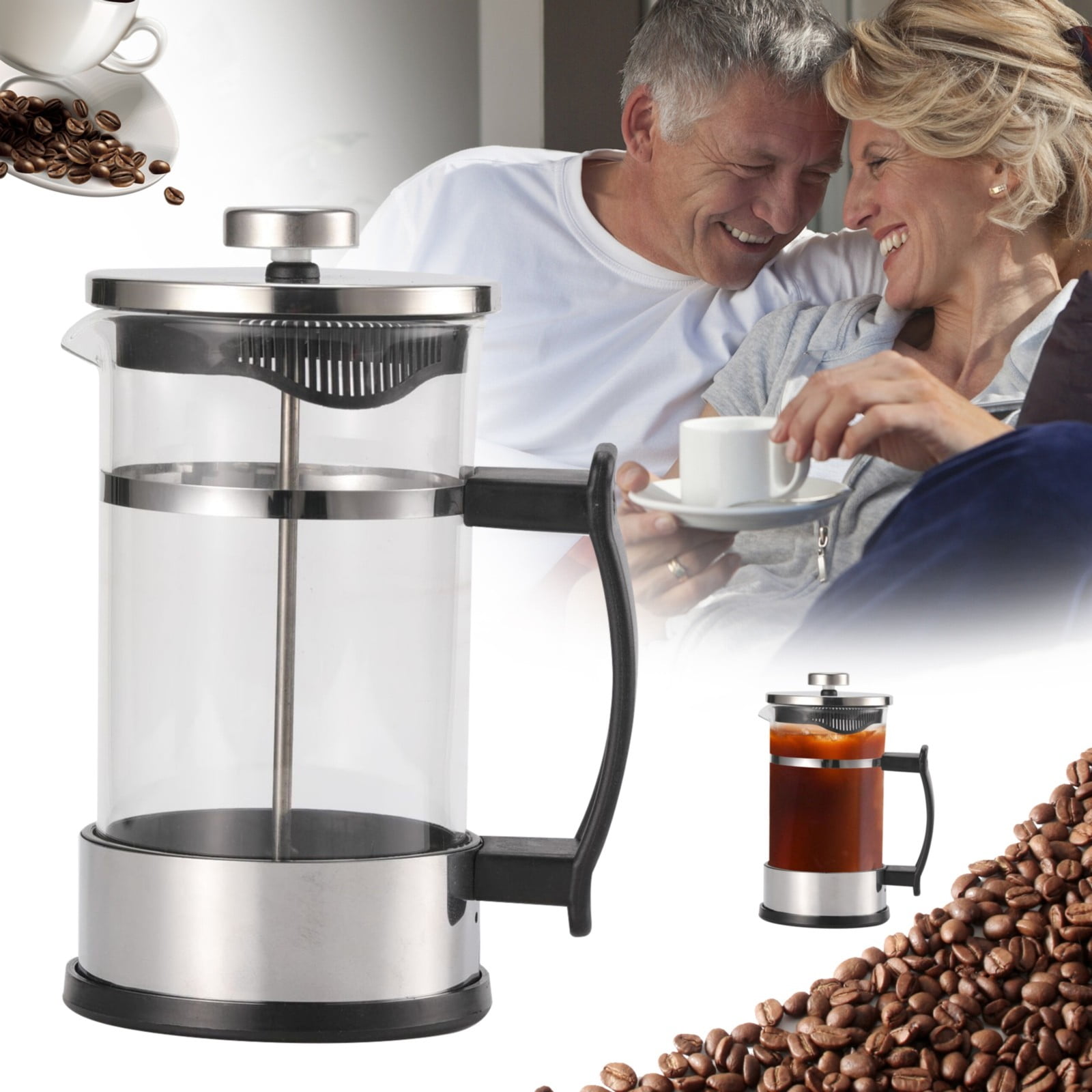 [new] French Coffee Maker Heat Glass L Filtration System Brews Coffee ...