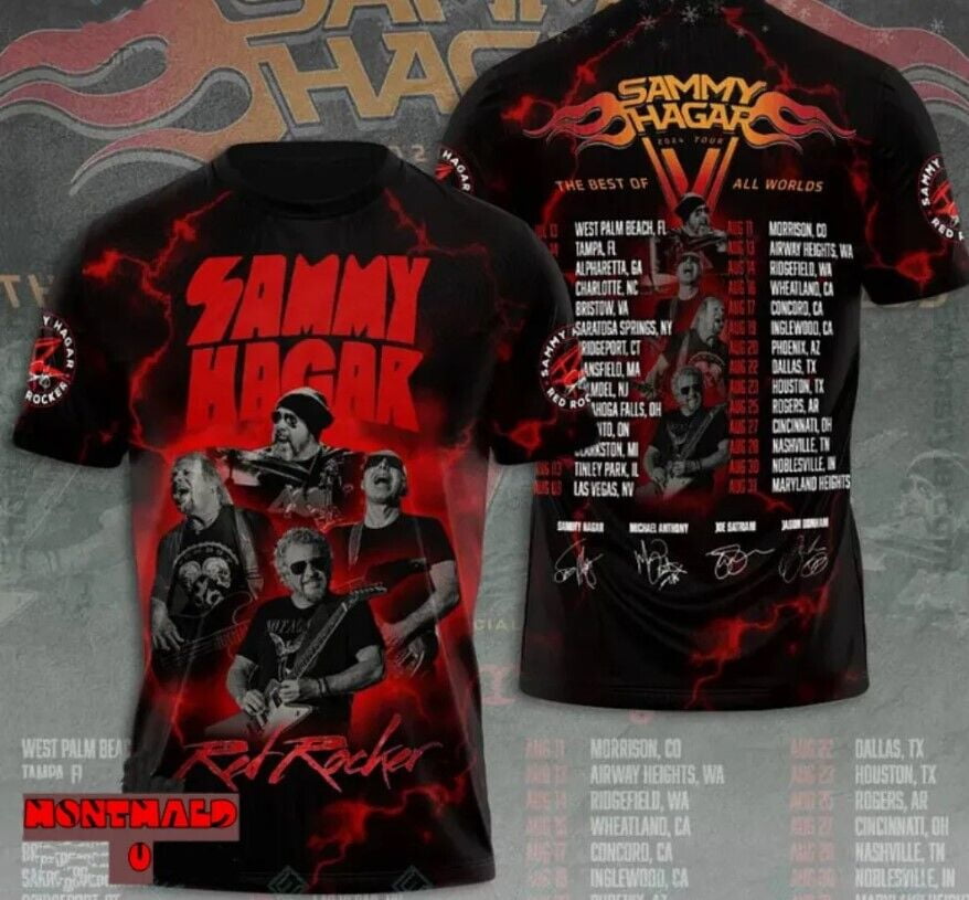 new, Red Rocker Sammy Hagar 2024 Tour, 3D T-Shirt, hot hot - Walmart.com