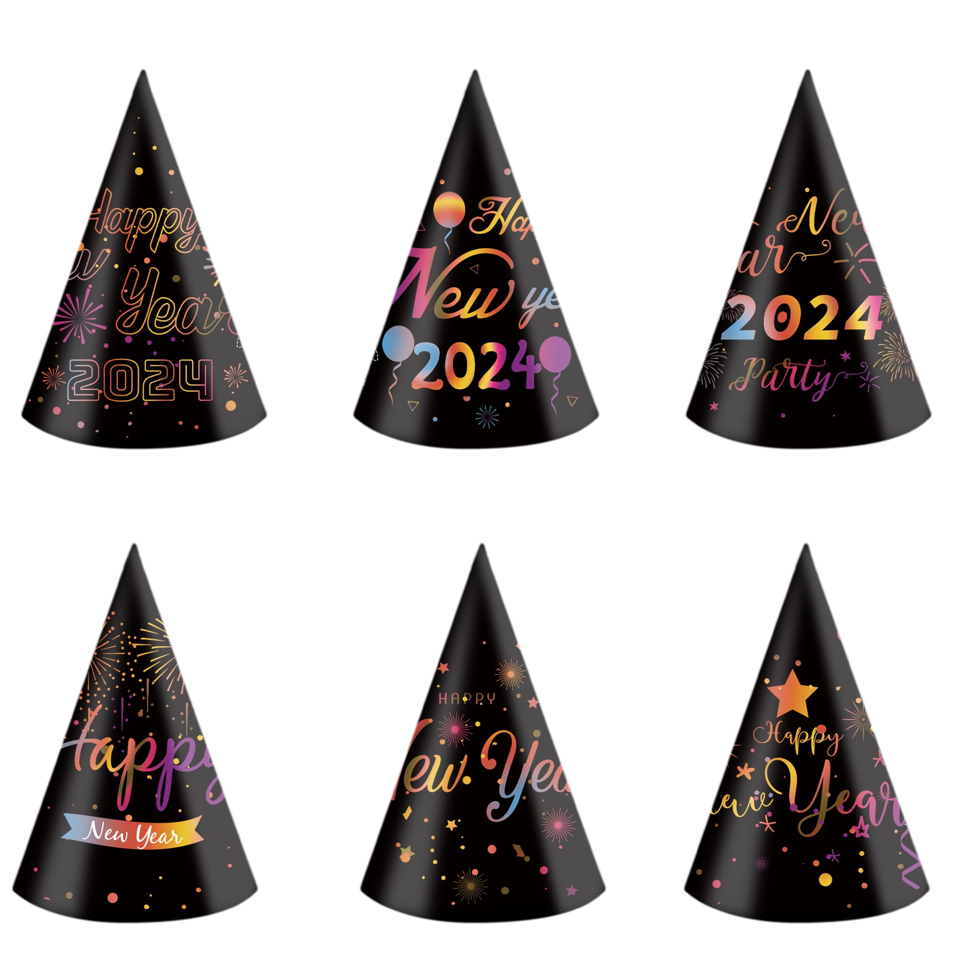 new years eve 6pcs New Year Party Hat Happy New Year Paper Hat New Year ...