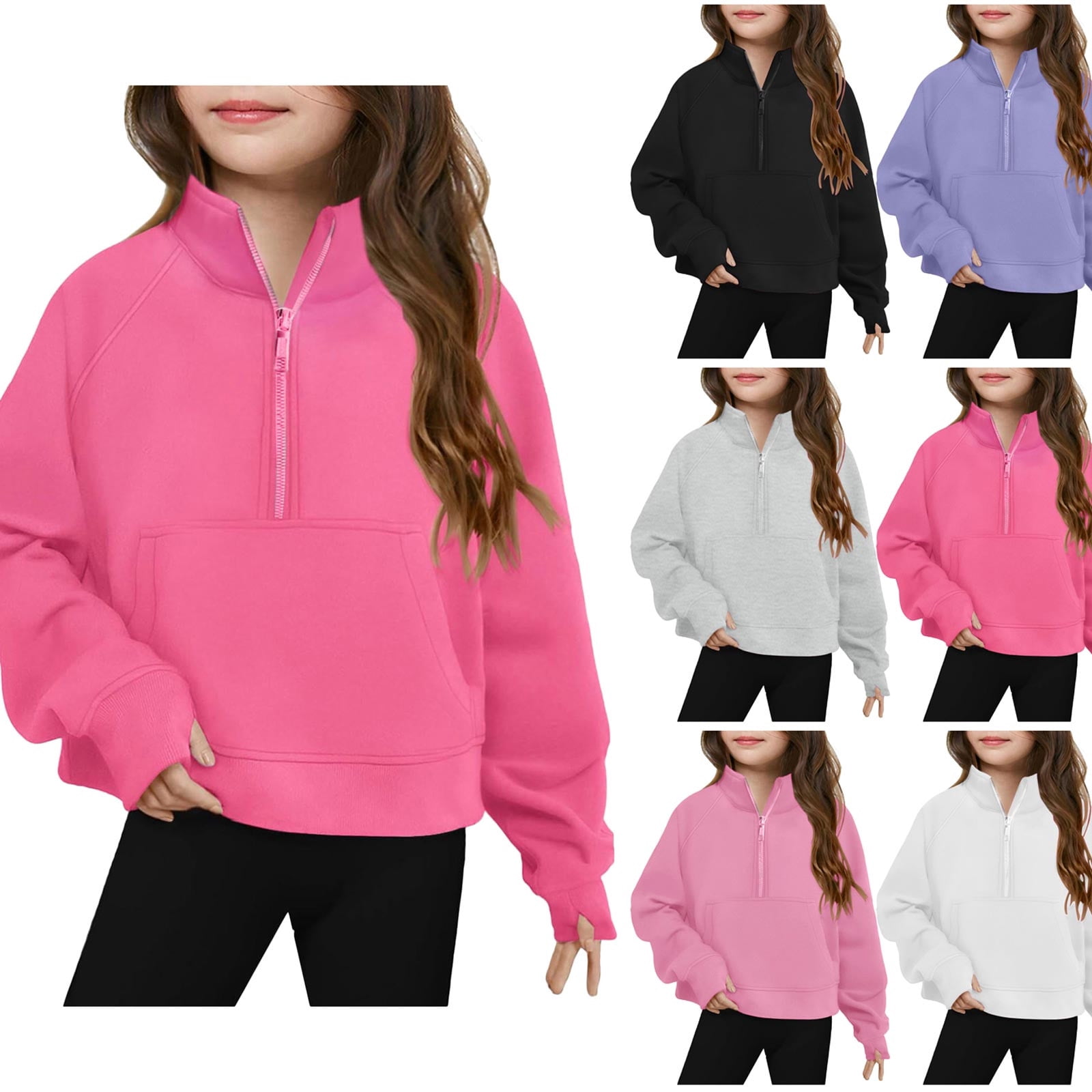 newwalpole Girls Sweatshirts Oversized Quarter Zip Sweatshirts ...