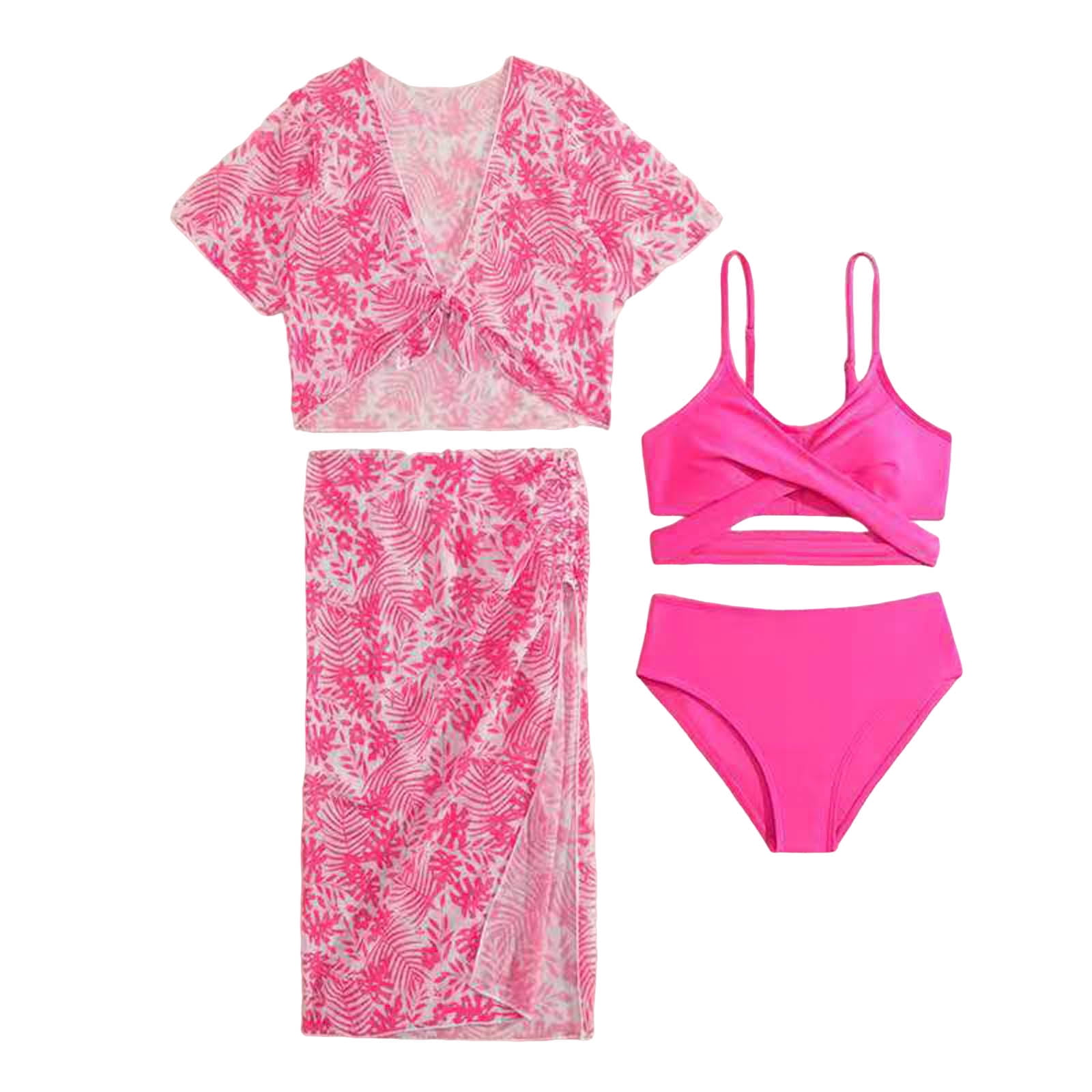 newwalpole Girls Swimsuit 4 Piece Tropical Print Bikini Set Twist Criss ...