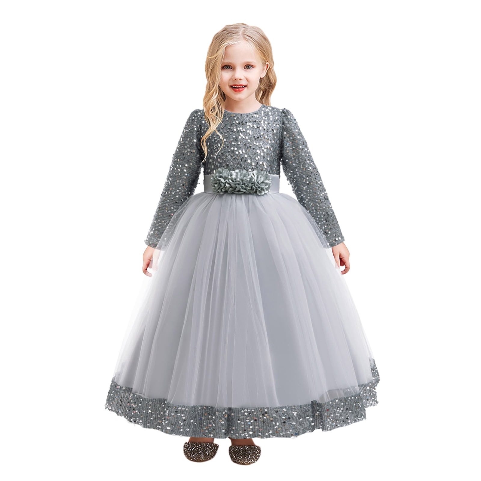 newwalpole Girls Velvet Christmas Dress for Girls Long Sleeve Velvet ...