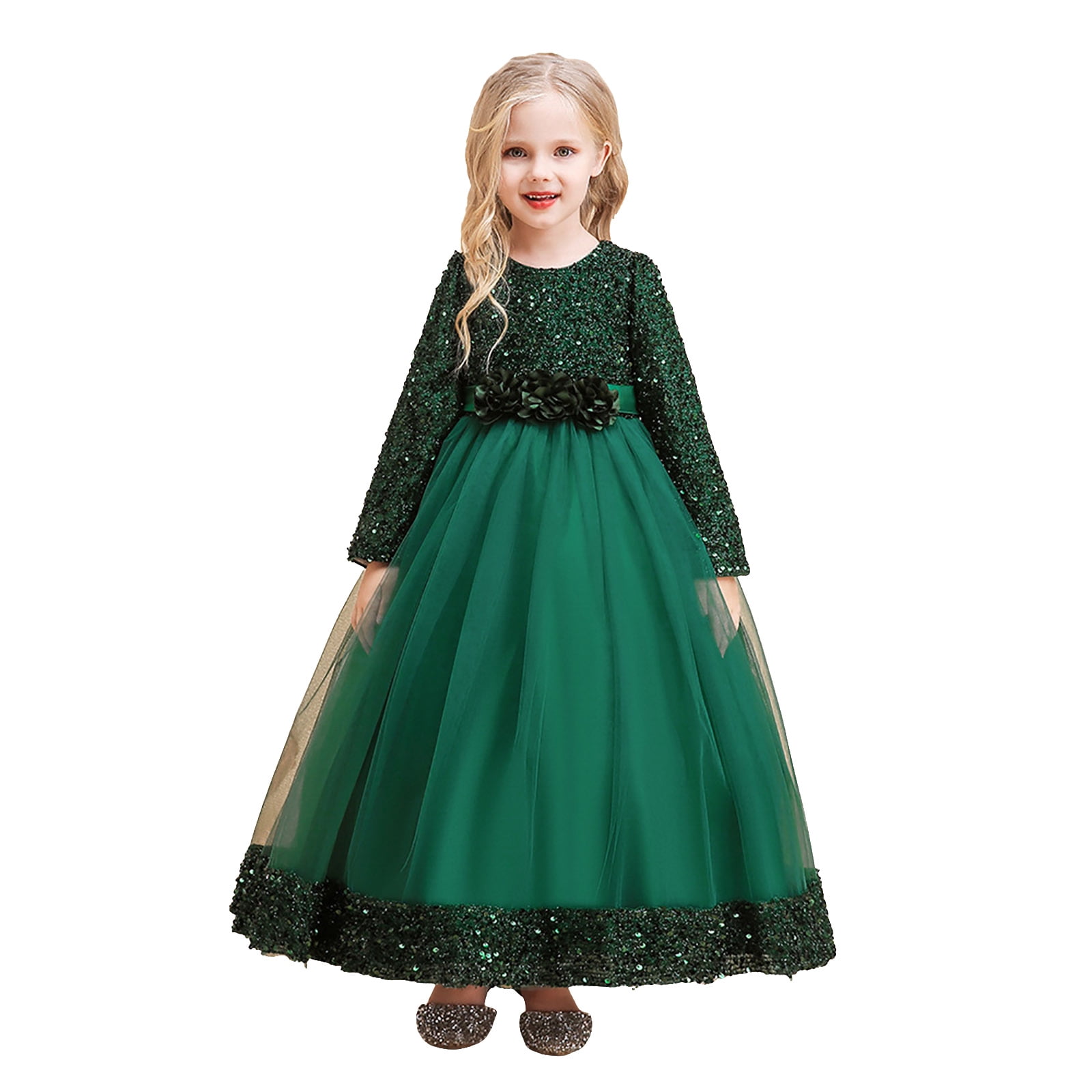 newwalpole Girls Velvet Christmas Dress for Girls Long Sleeve Velvet ...