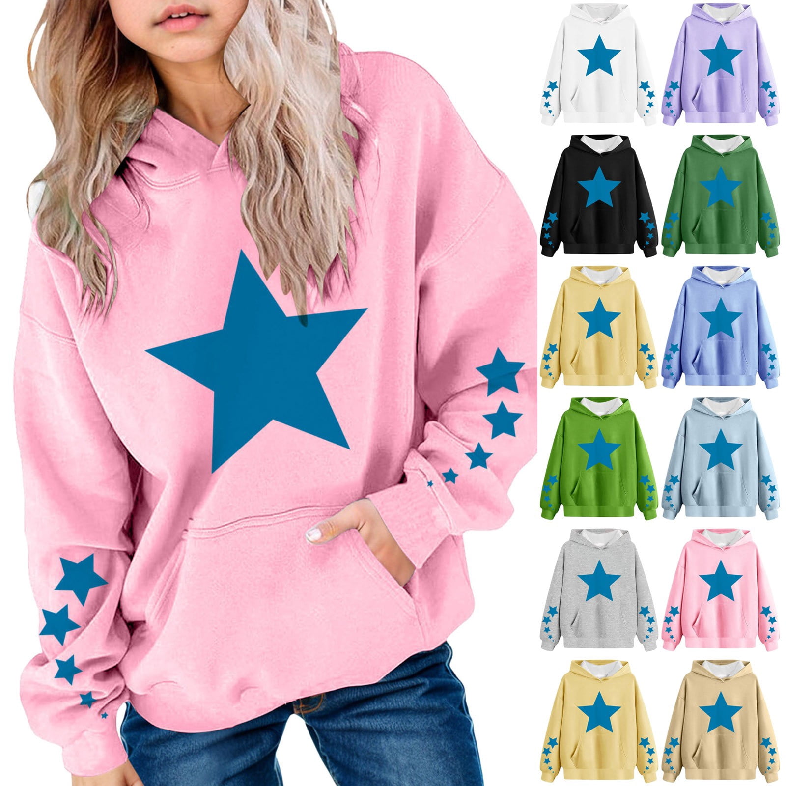 newwalpole Hoodies for Teen Girls Oversized Gradient Color Long Sleeve ...