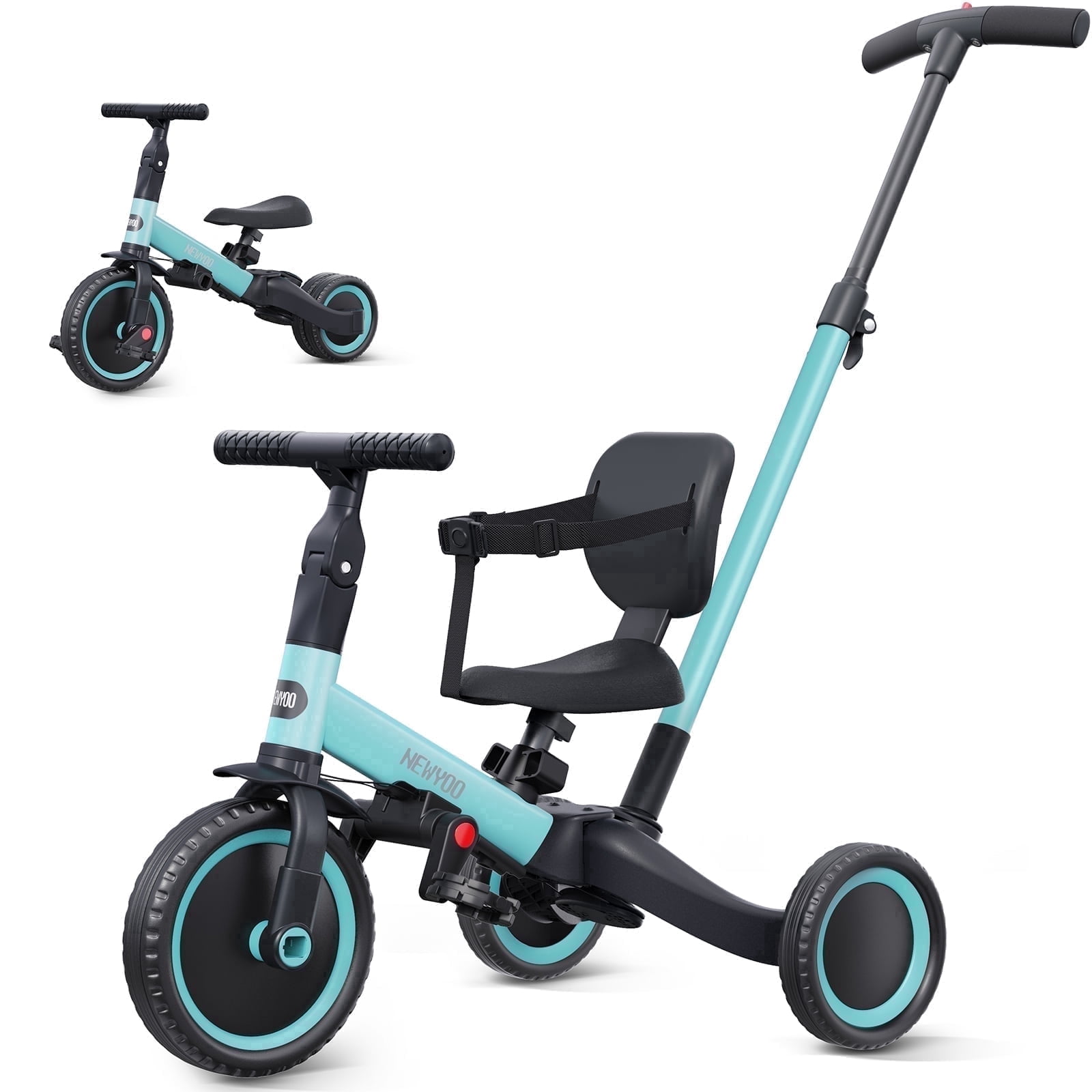 newyoo TR007 Toddler Tricycle With Push Handle for Toddlers 1-3, Blue ...