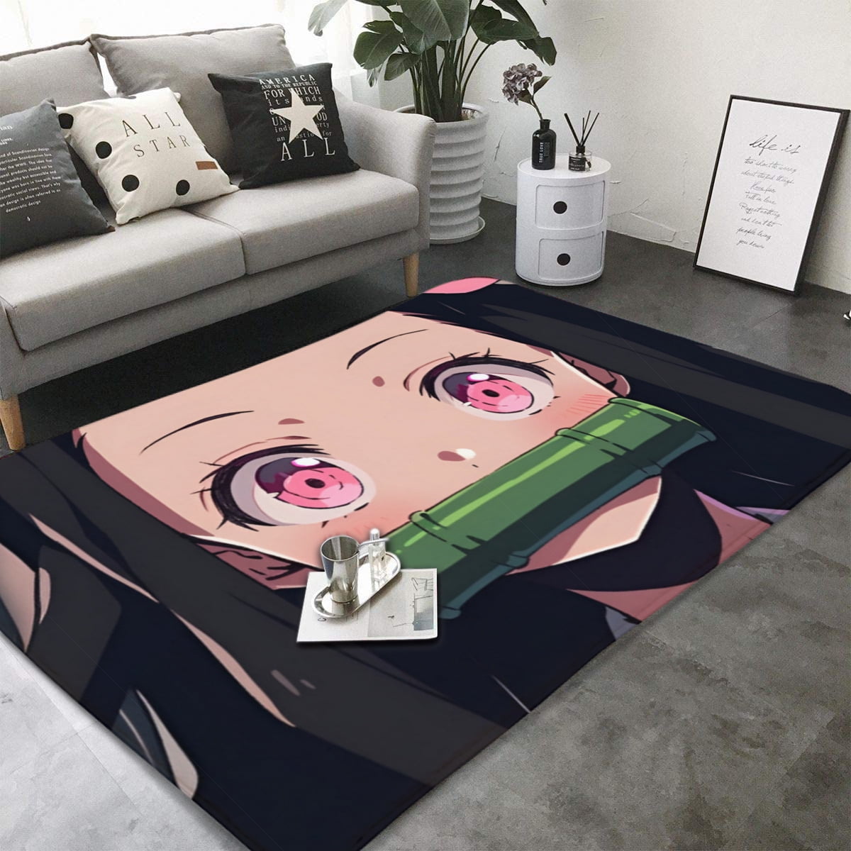 nezuko Anime 3D Printed Carpet for Boys Girls Kids Baby Bedroom, Cute ...