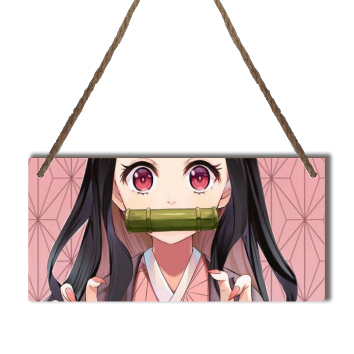 nezuko Wooden Sign Square Wooden Door Panel Decoration 10.8x3.9 Inch ...