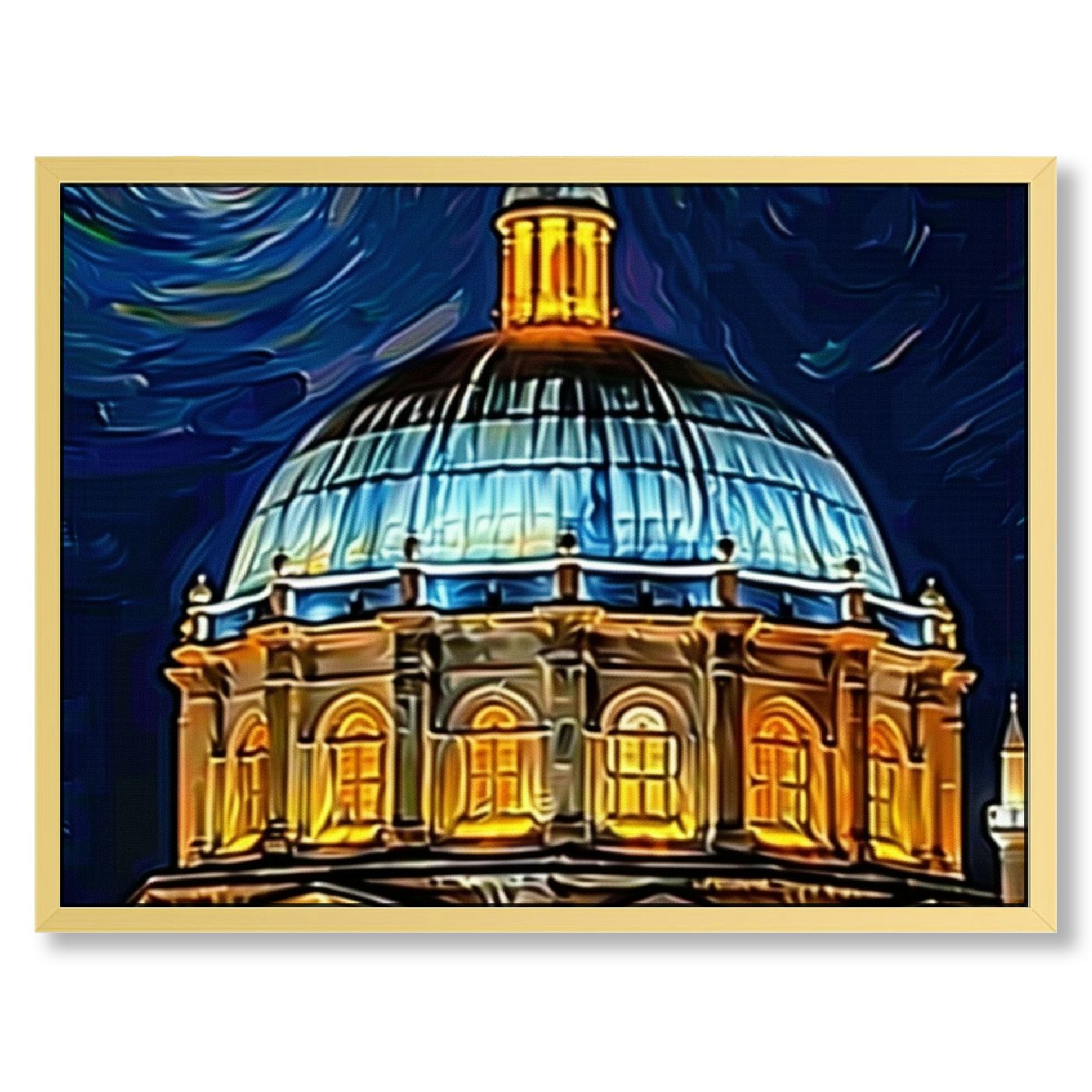 nframed Starry Night Van Gogh Inspired Dome of the Rock Building ...