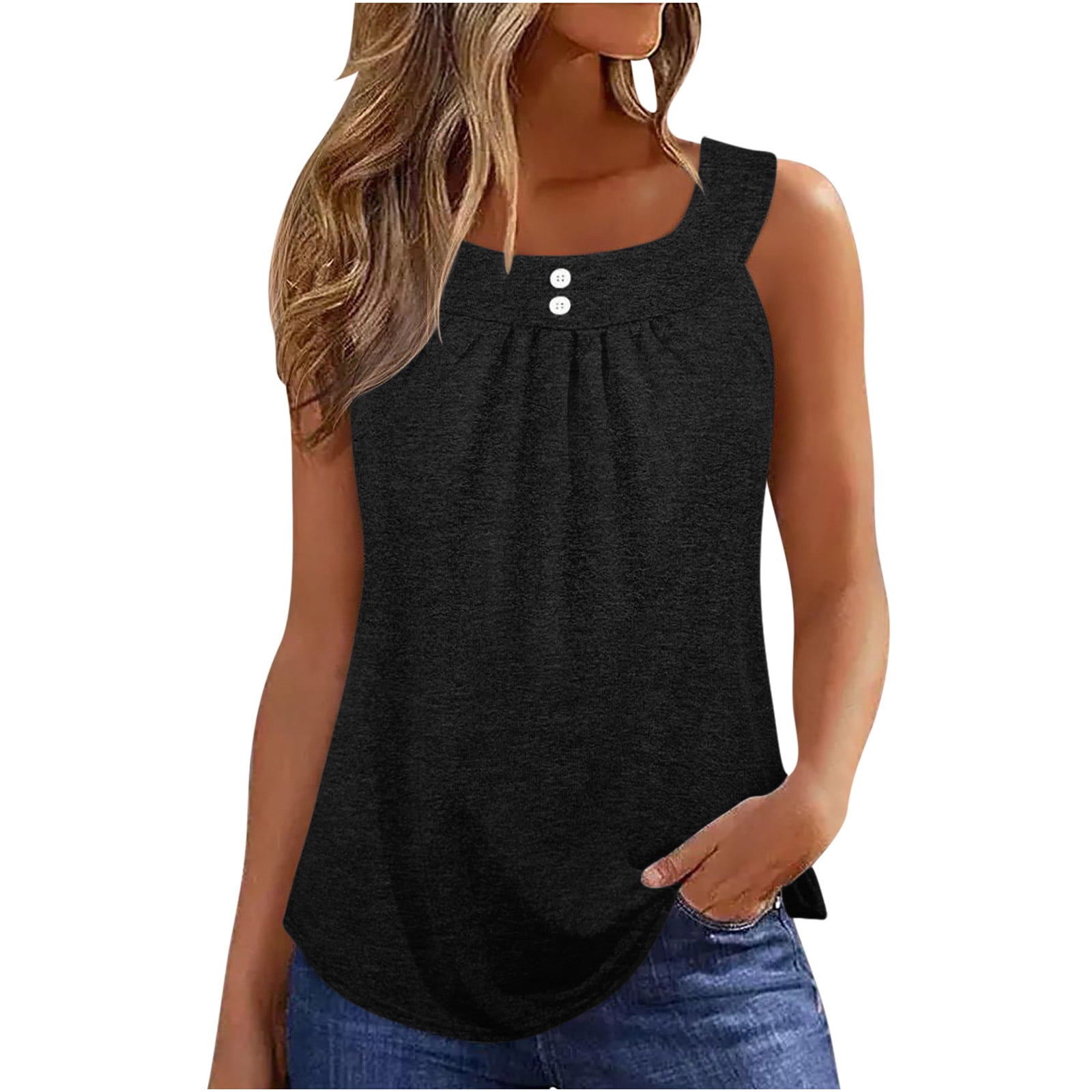 Nhapmj Black Asymmetrical Top Tank Tops For Woman Cute Tank Tops For