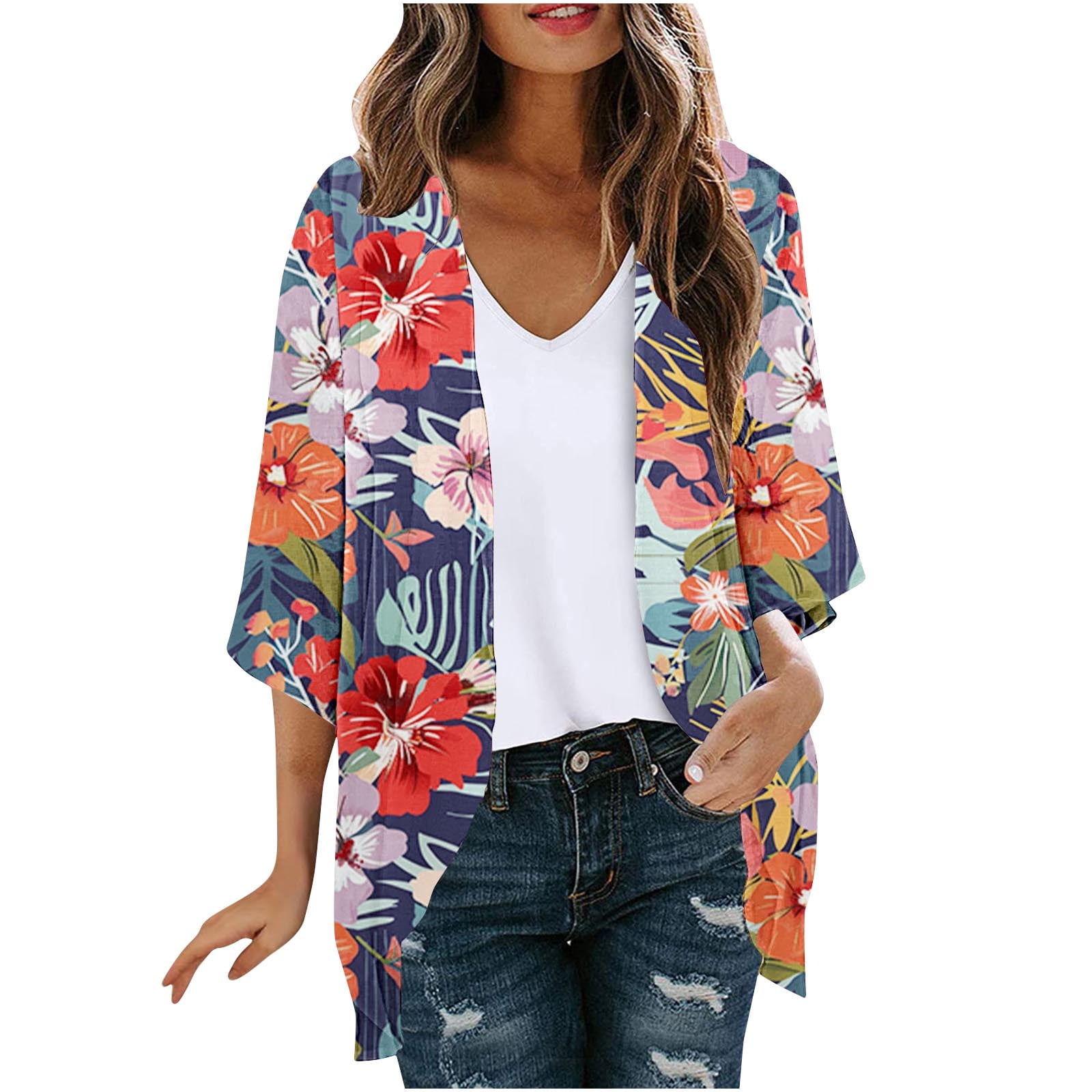 nhApmj Fringe Jacket Women Summer Cardigan Short Sleeve Patchwork ...