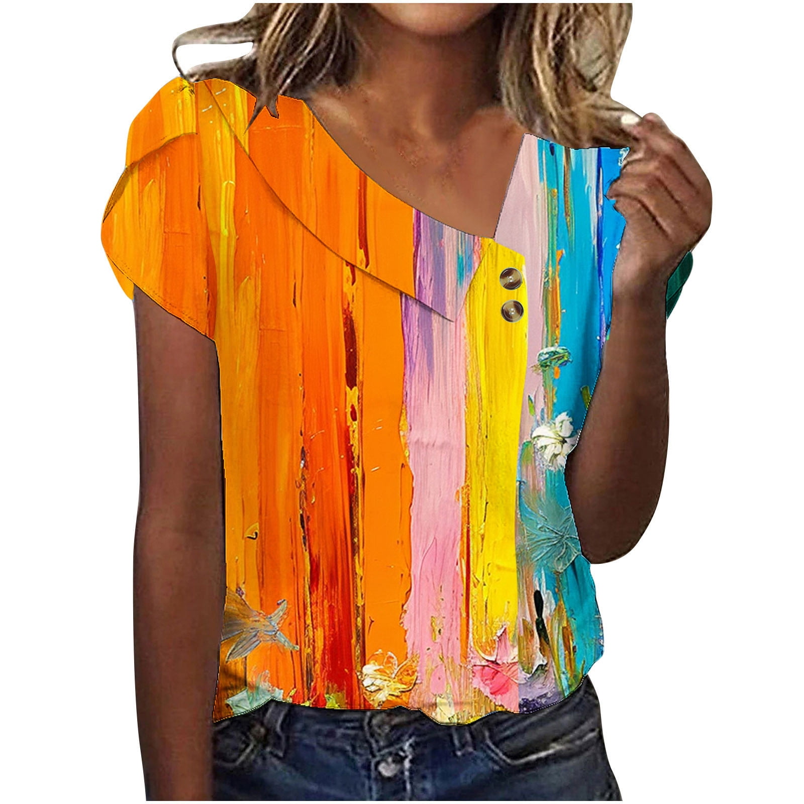 Nhapmj Womens Summer Shirts Casual Oversized Gym Tee White Shirts For