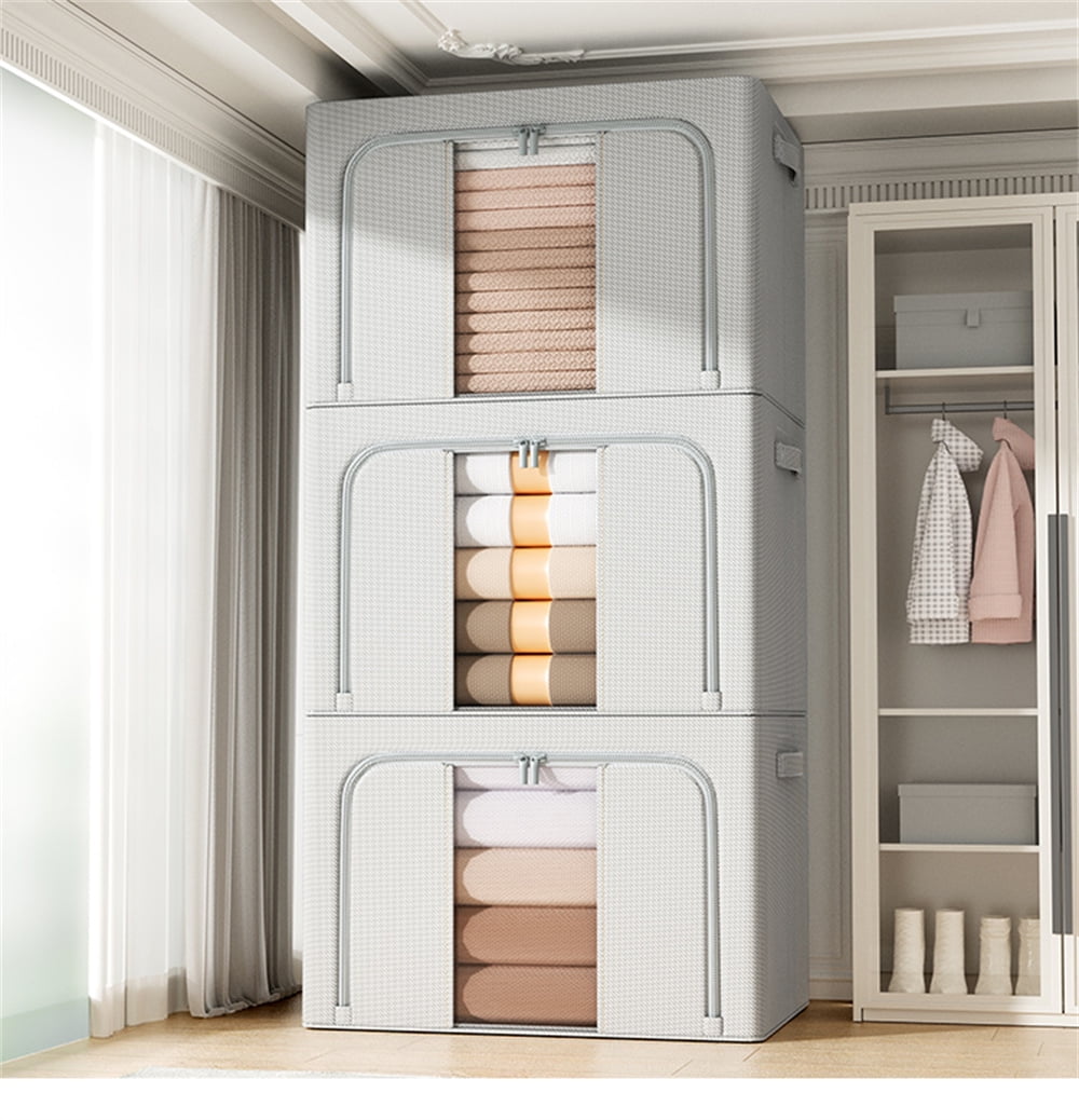 nine bull 3 Pack Clothes Storage Bins 24L Storage Boxes Foldable ...