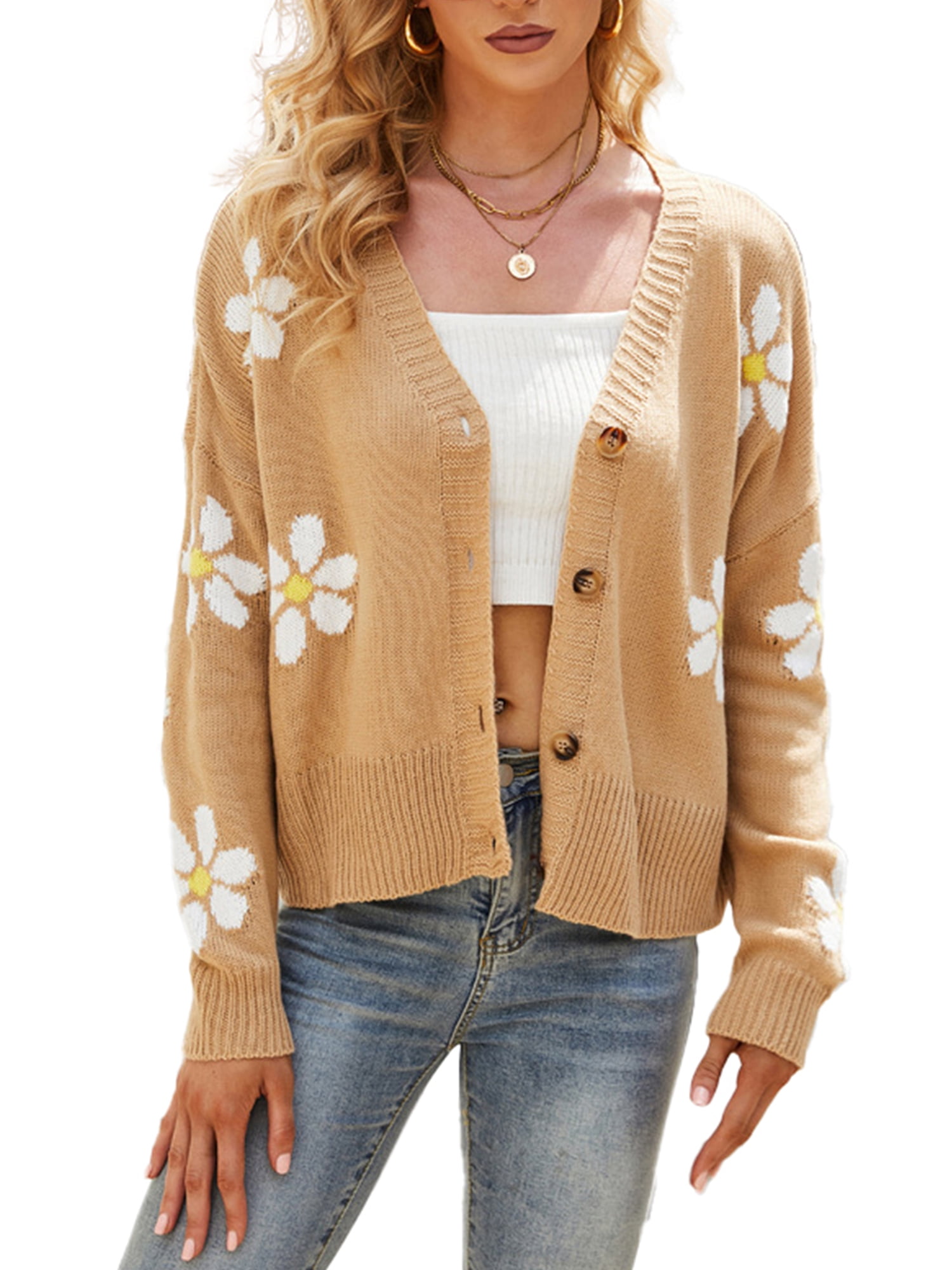 nine bull Cardigan Sweaters for Women,Long Sleeve Floral Open Front ...