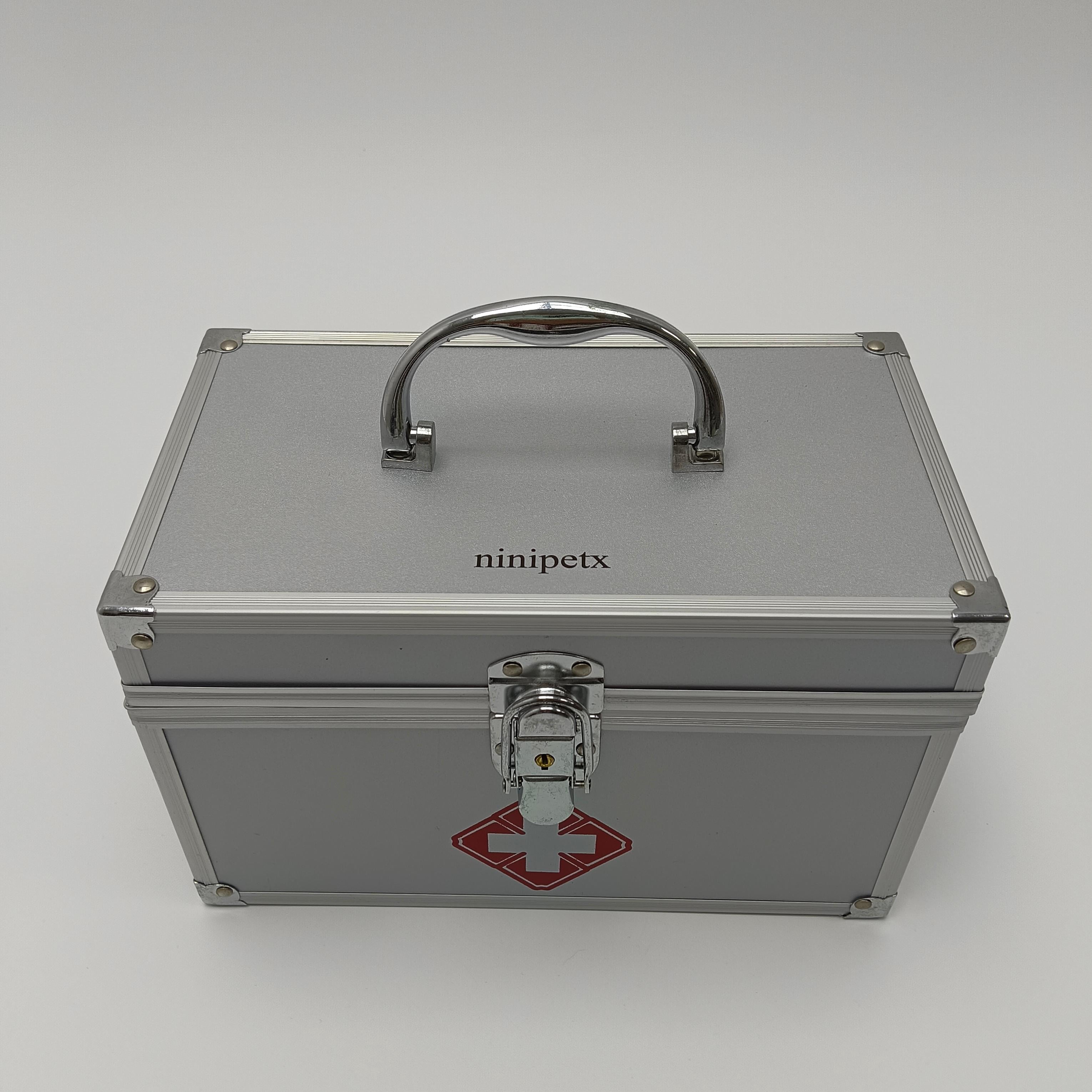 ninipetx First aid kits Silver Aluminum First Aid Box with Handle, Lock ...