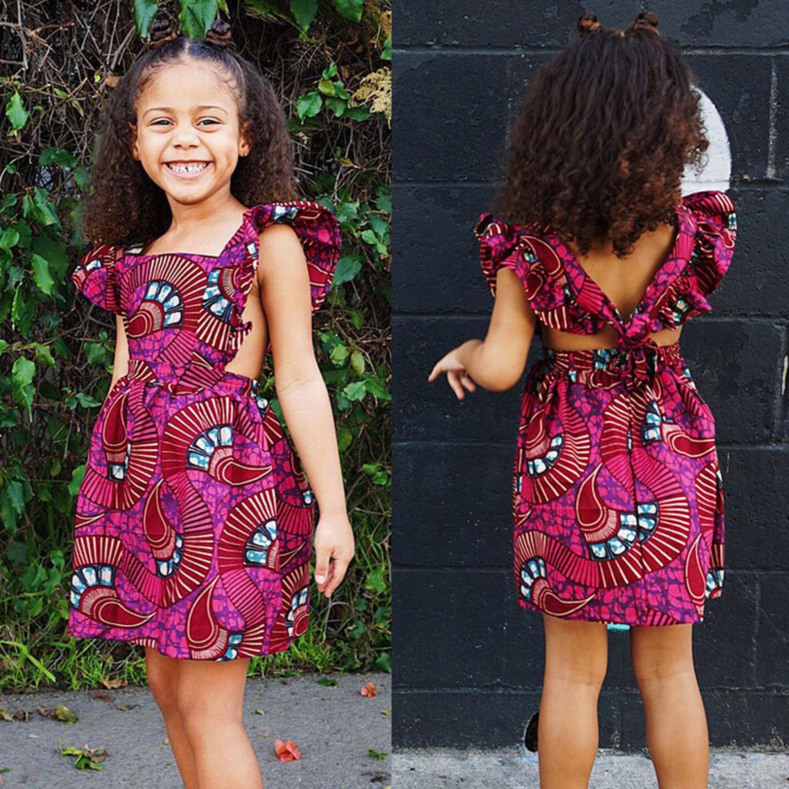 niuredltd toddler girls african traditional style fly sleeve backless ...