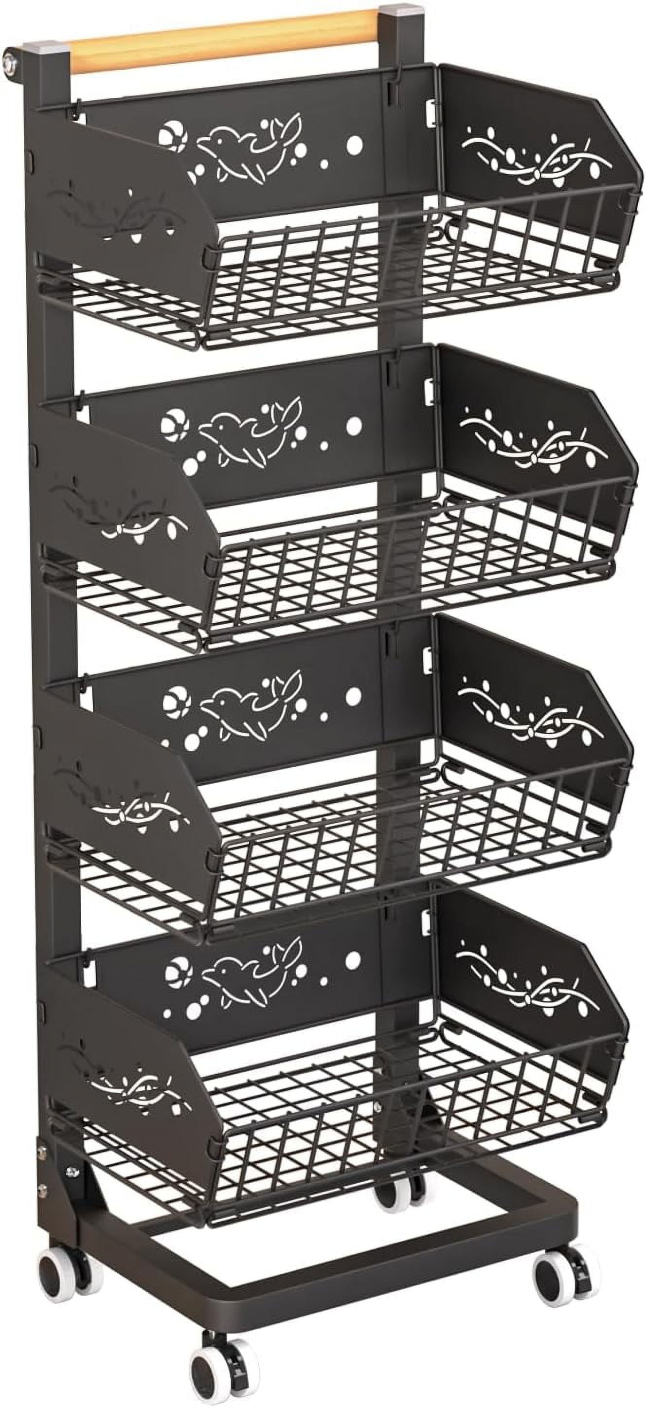 njighty 4-Tier Snack Cart with Wheels - Upgraded wider and thicker ...
