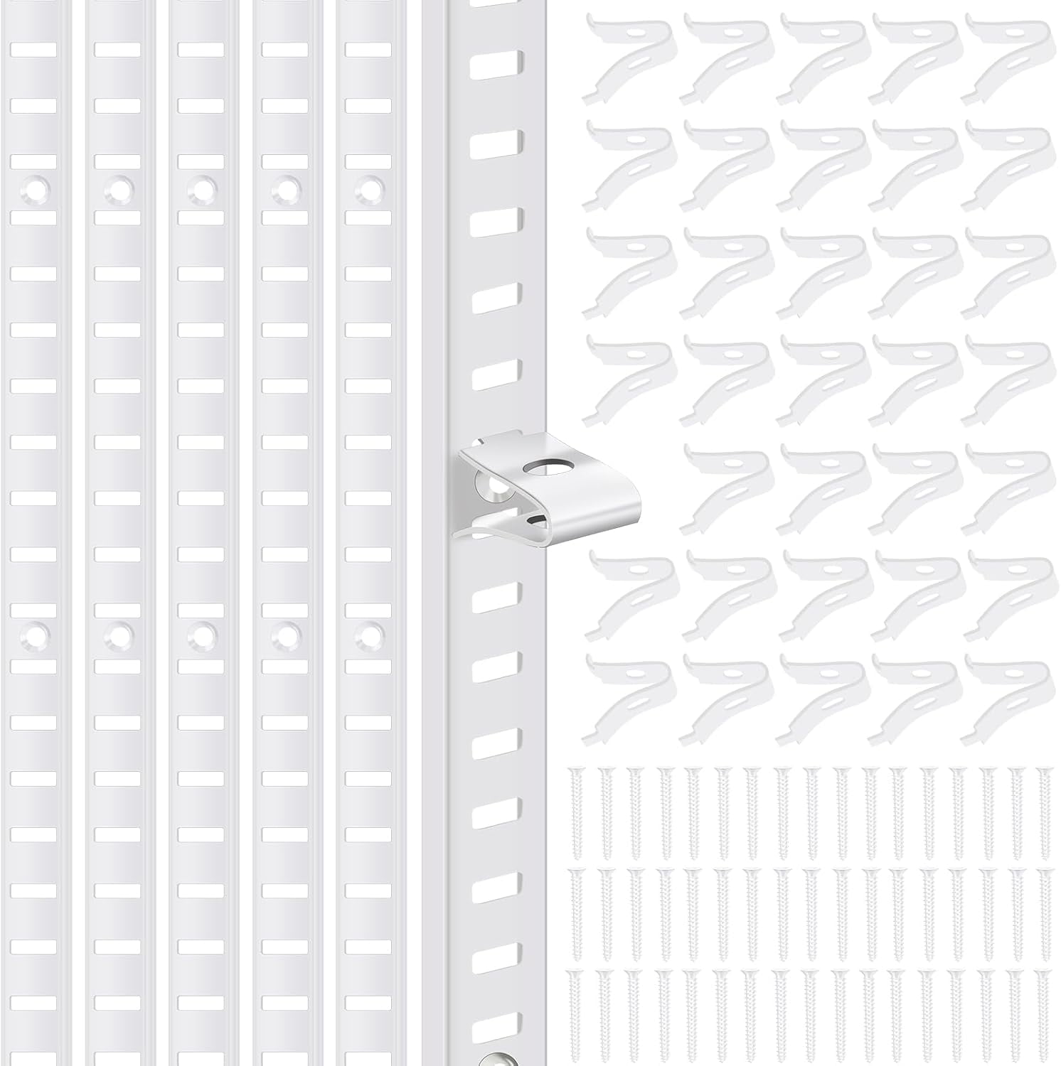 njighty 6 Pcs 36 Inch Shelf Pilaster and 36 Pcs Cabinet Shelf Clips ...