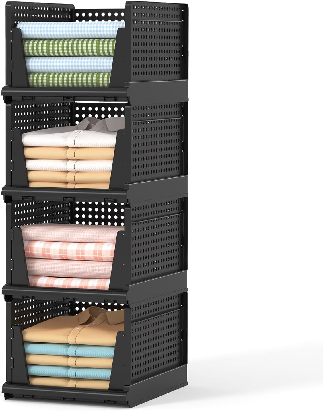 njighty Closet Organizers and Storage 5 Packs Stackable Plastic Storage ...