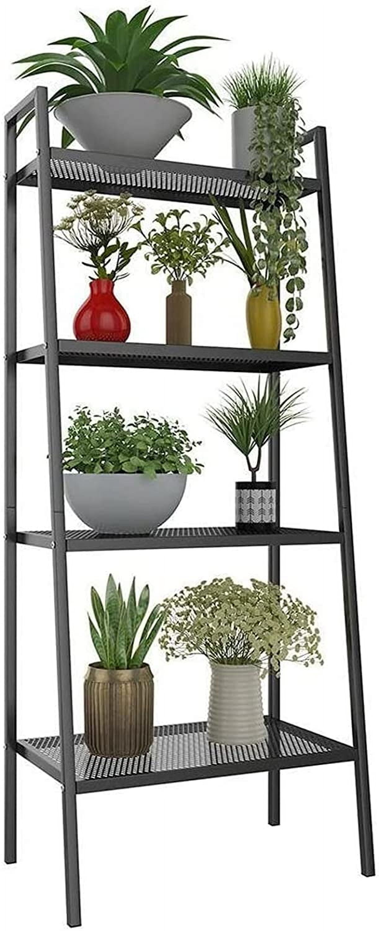 njighty JKLCH 4-Tier Metal Ladder Shelf Black Ladder Bookshelf ...