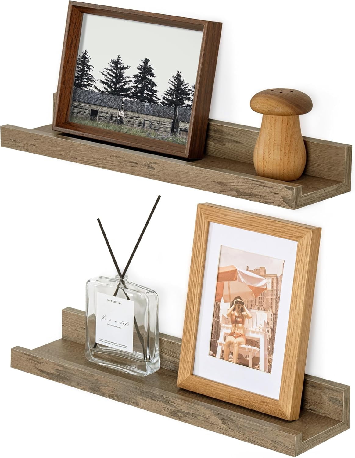 vftybngy Picture Ledge Shelf | 24 Inch Floating Shelves | Rustic Oak ...