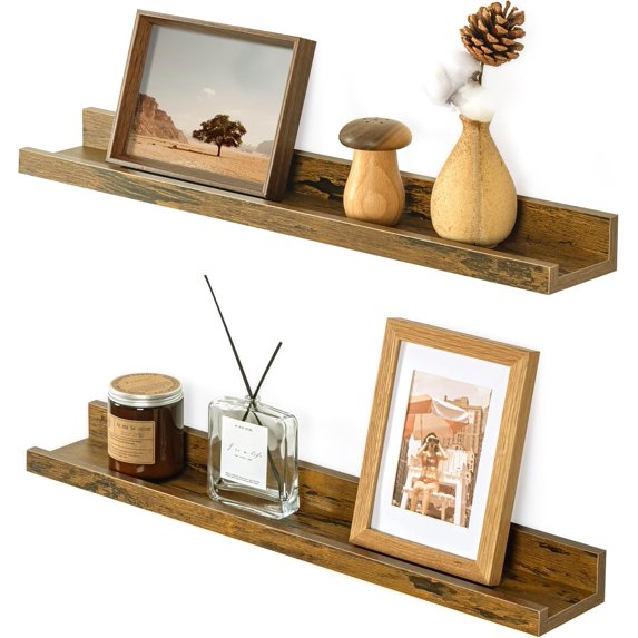 jkliouptr Picture Ledge Shelf | 24 Inch Floating Shelves | Rustic Oak ...