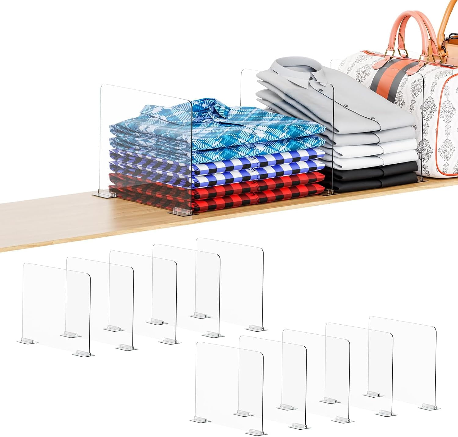 jkliouptr Shelf Dividers for Closet Organization - 10 Pack Clear ...