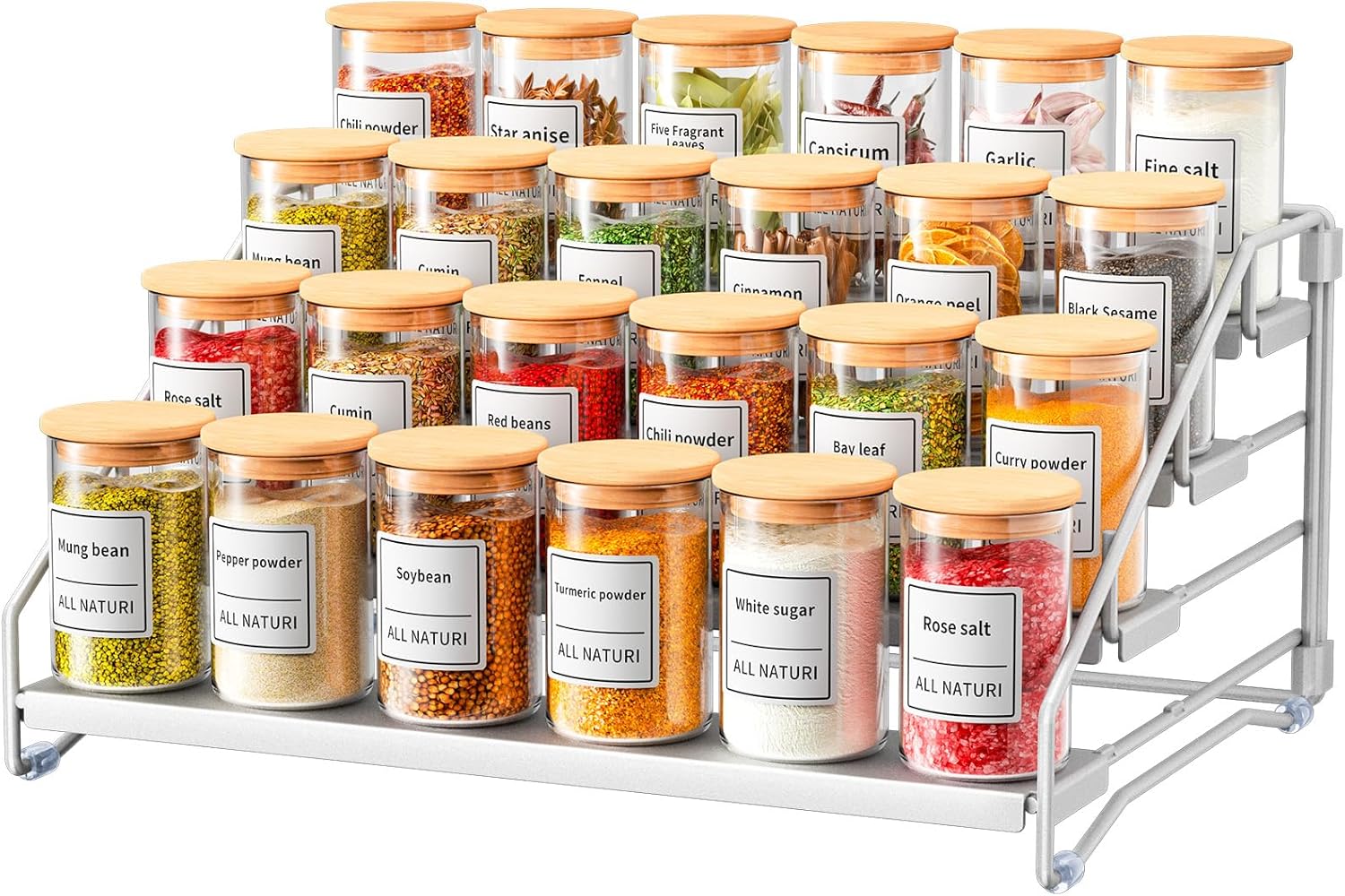 njighty Spice Rack Organizer for Cabinet Pantry 4 Tier Countertop Spice ...