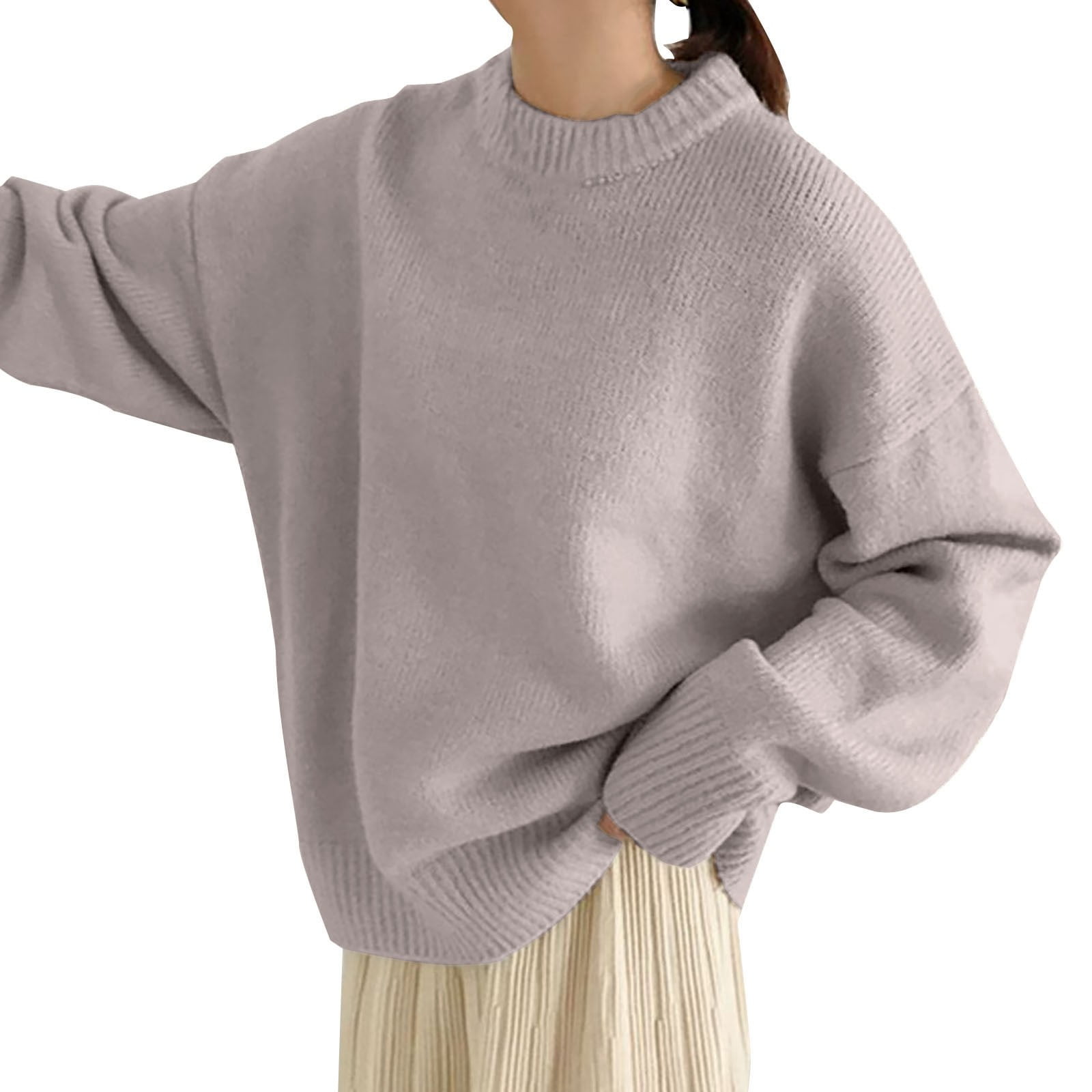 njshnmn 2023 Fall Winter Women's Striped Sweater Women Crewneck Batwing ...