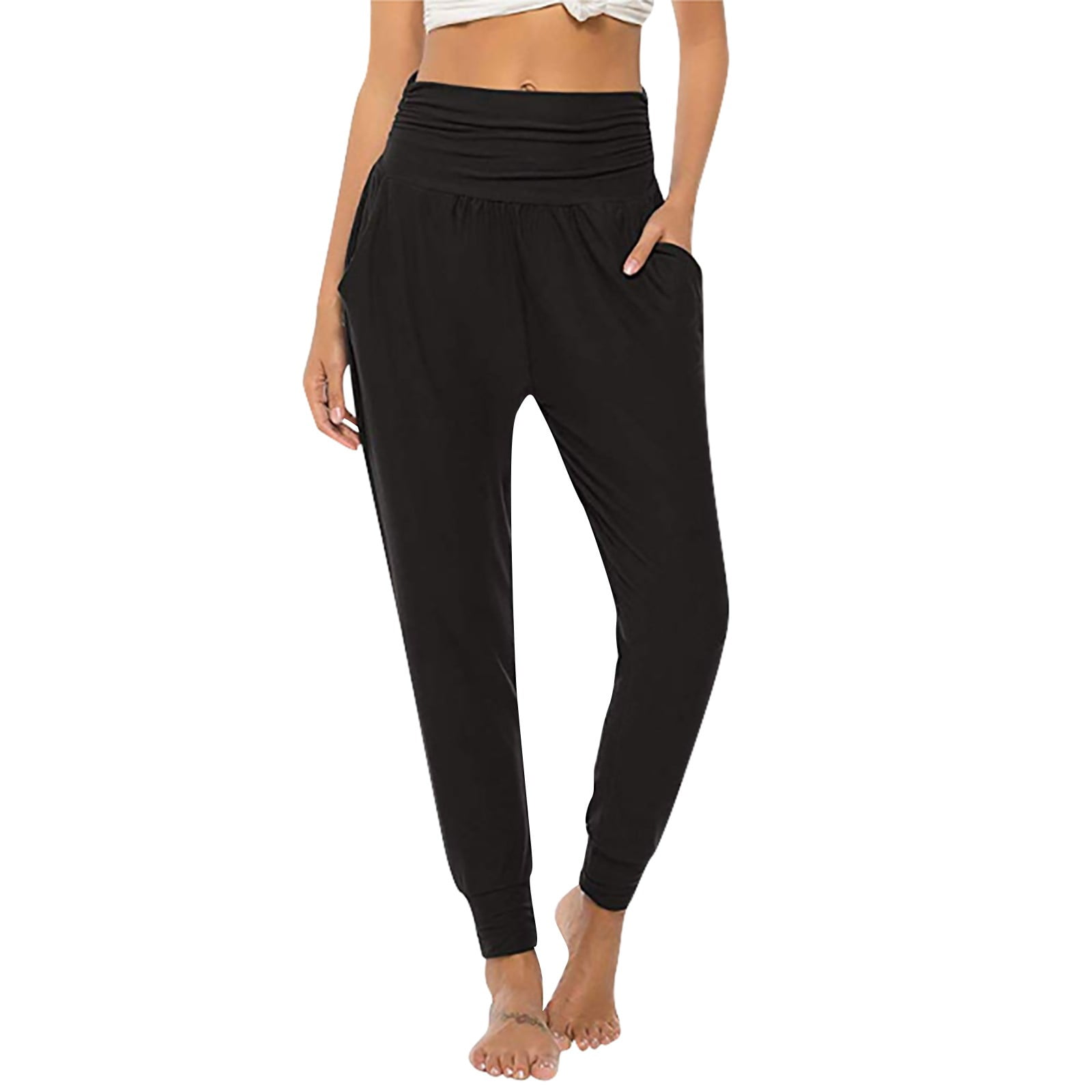 Njshnmn High Waist Yoga Pants Tummy Control Workout Running Yoga Leggings For Women Black Xxl