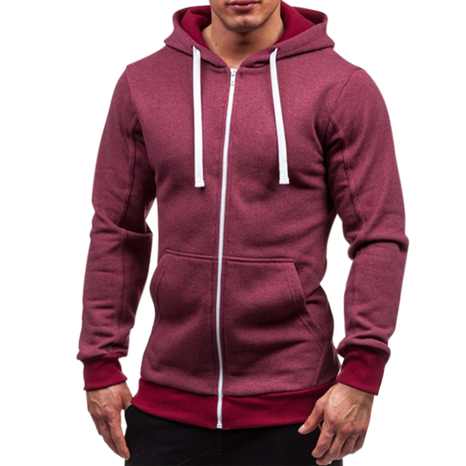 njshnmn Men’s Full Zip Up Sweatshirt Long Sleeve Full-Zip Hooded ...