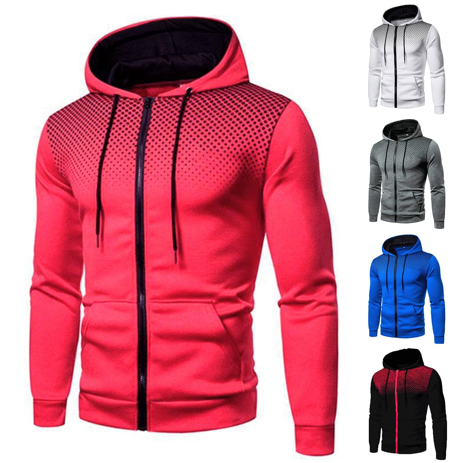 njshnmn Men's and Big Men's Full Zip Hooded Jacket Sweatshirt Jacket ...