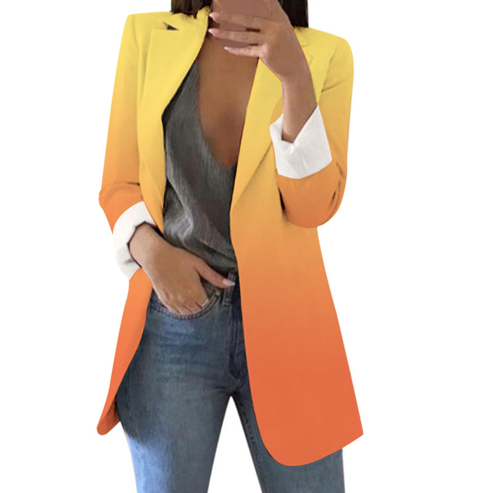 njshnmn Women's Casual Long Sleeve Basic Lapel Collar Blazer Jacket ...